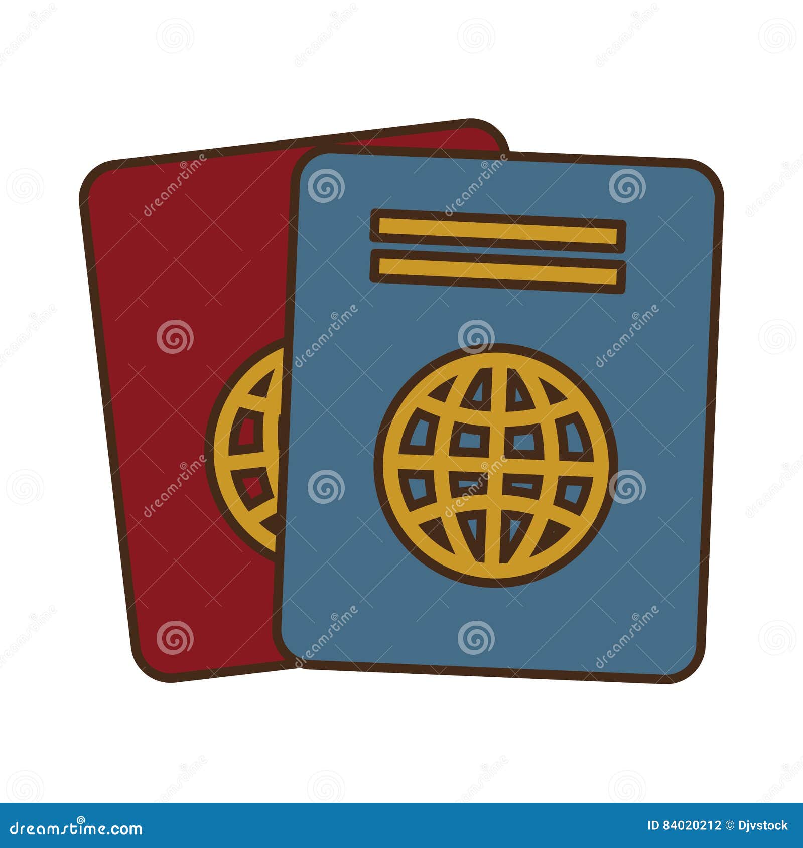 Cartoon Two Passport Identification Tourist Stock Illustration ...