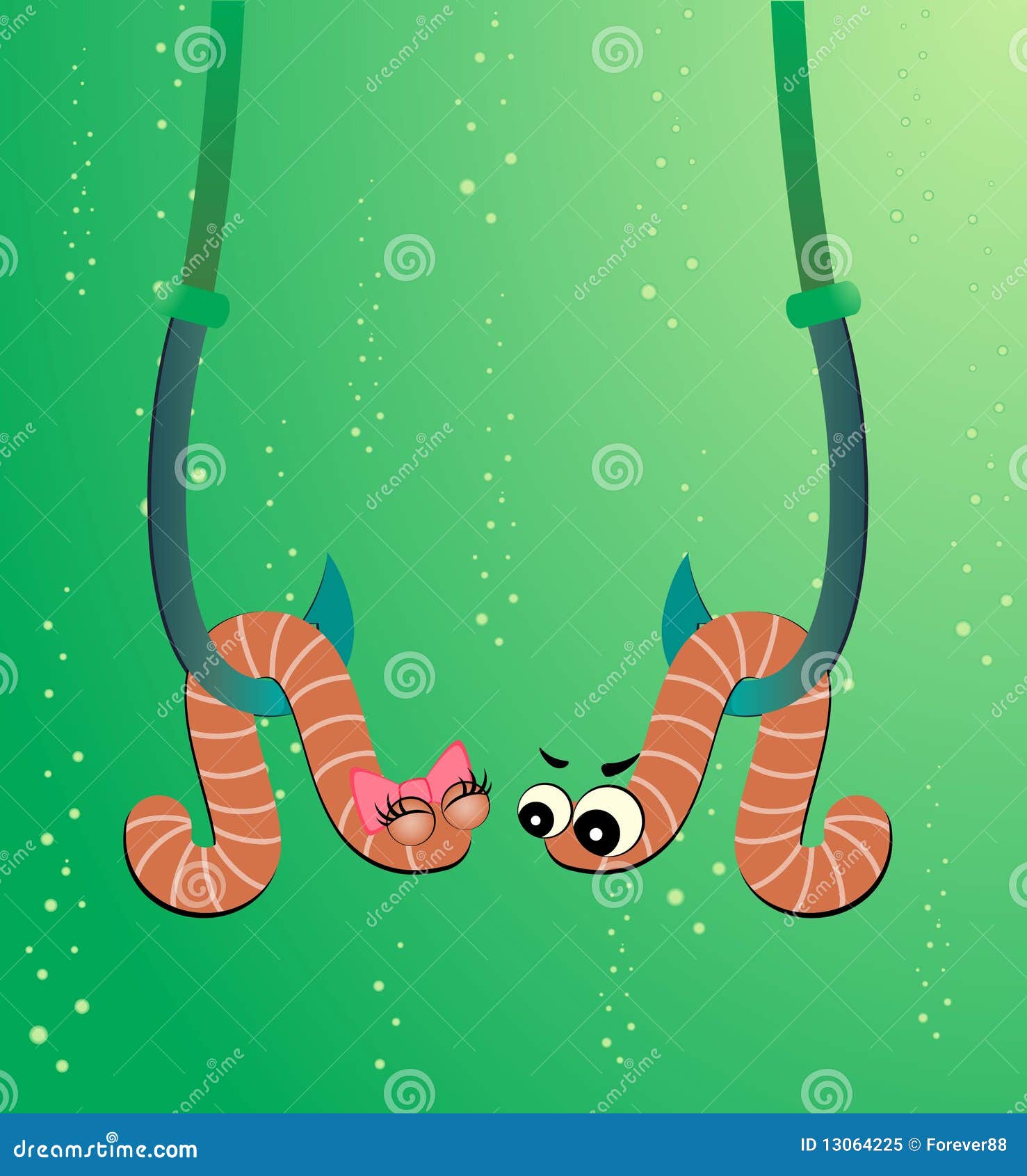 Cartoon two worms stock vector. Illustration of water - 13064225