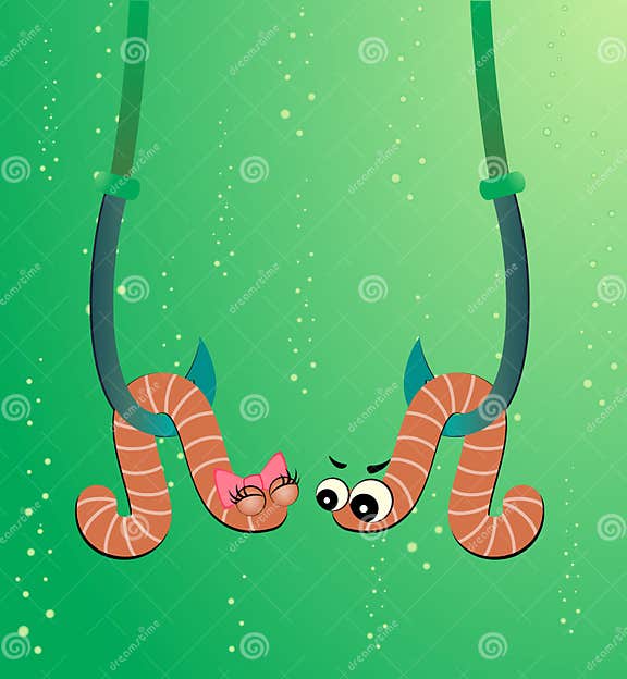 Cartoon two worms stock vector. Illustration of water - 13064225