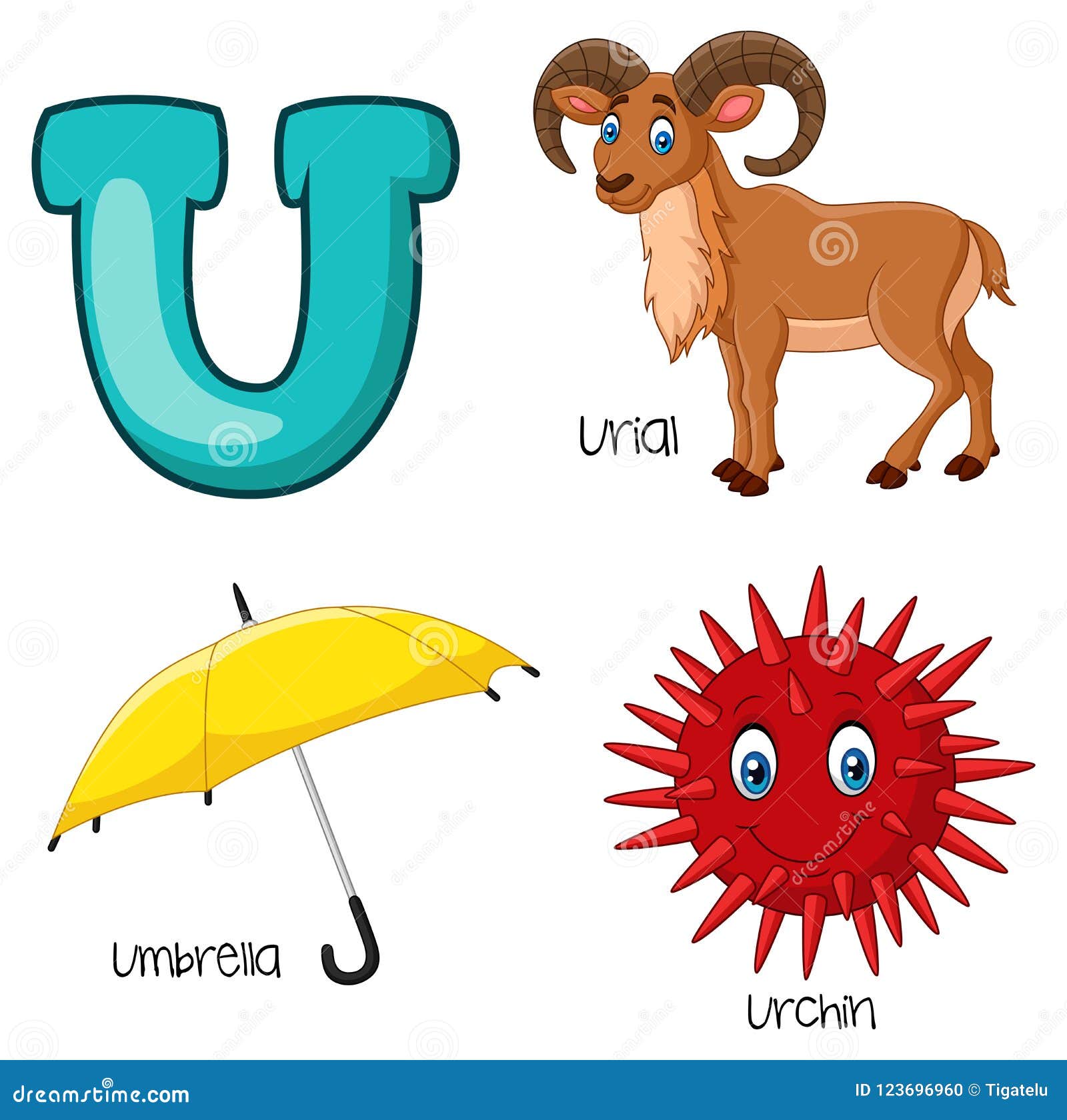 Cartoon U alphabet stock vector. Illustration of mascot - 123696960