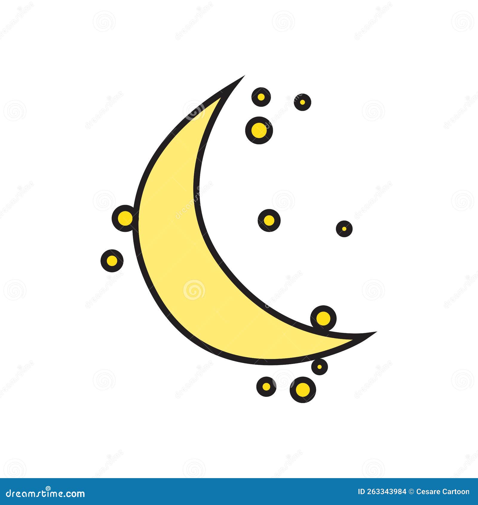 Cartoon crescent moon stock vector. Illustration of icon - 263343984