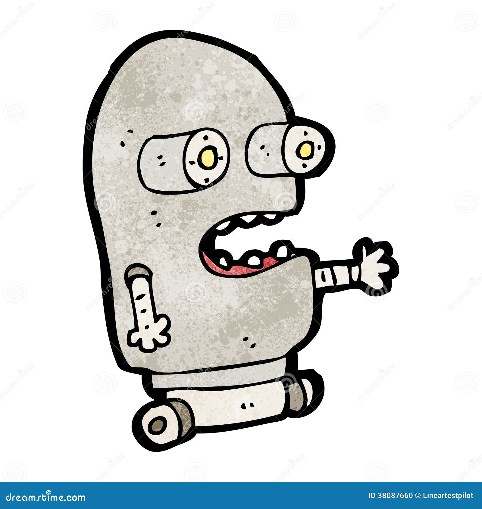 Cartoon ugly little robot stock vector. Illustration of drawn - 38087660