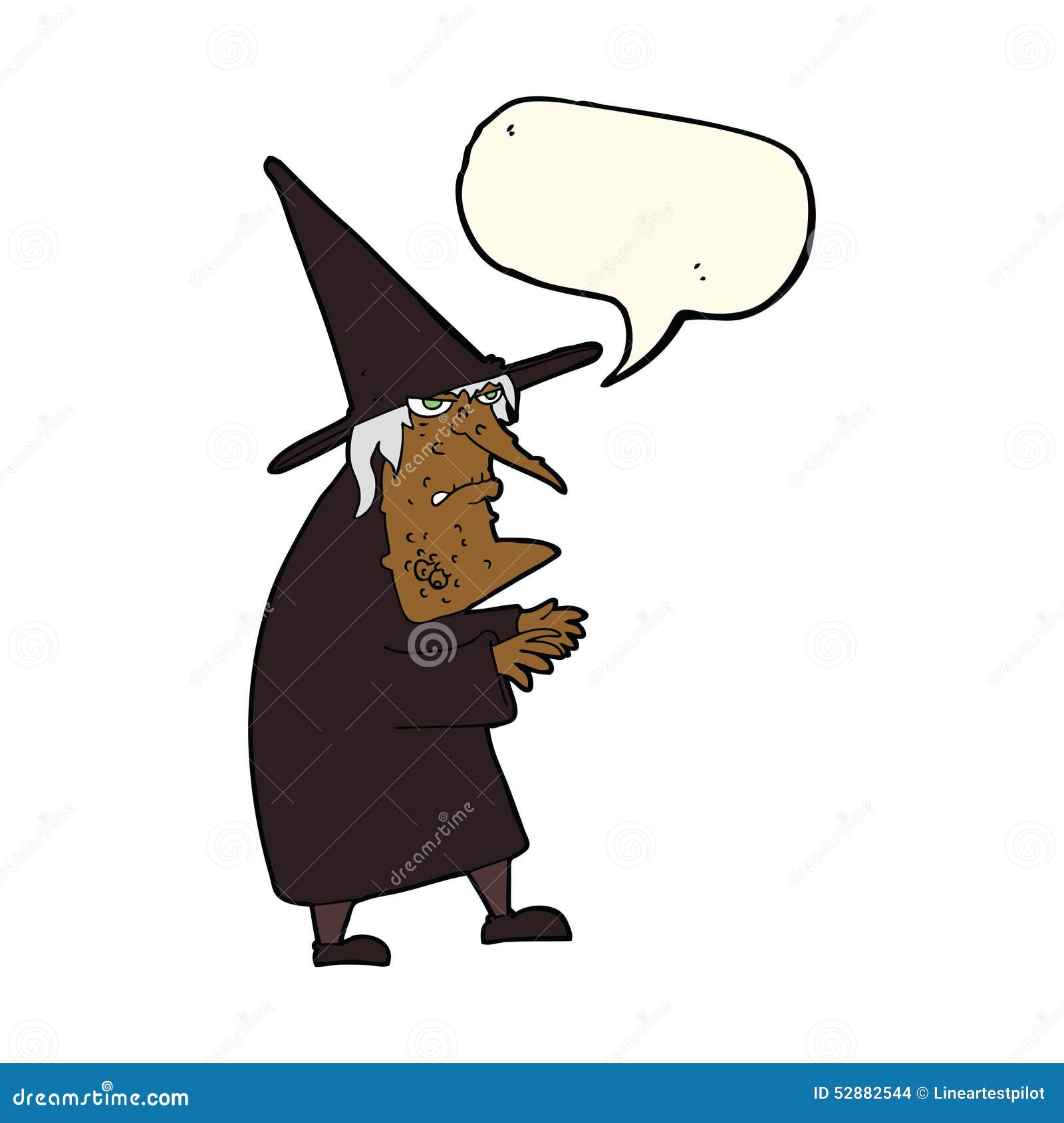 Cartoon Ugly Old Witch with Speech Bubble Stock Illustration ...