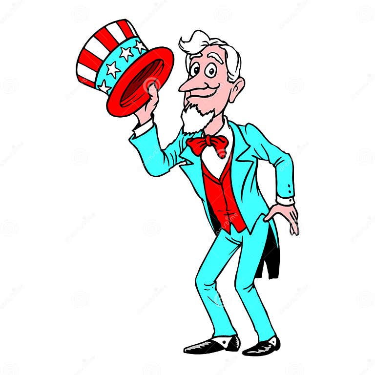 Cartoon uncle sam stock vector. Illustration of people - 257518633