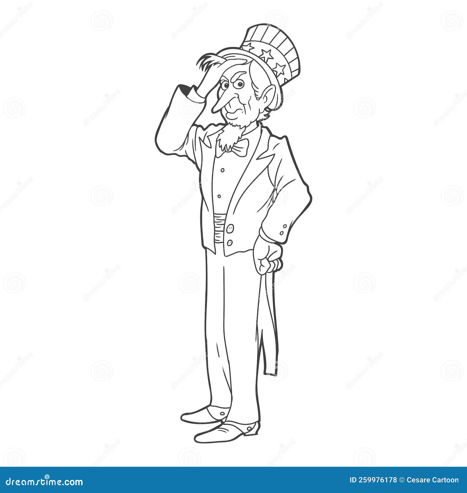 Cartoon uncle sam stock vector. Illustration of vector - 259976178
