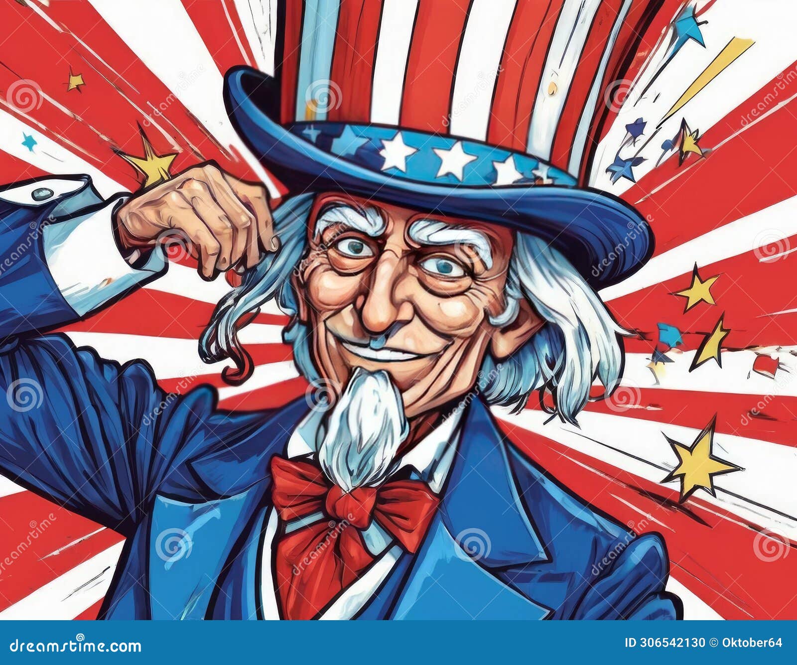 Cartoon Uncle Sam. Using Blue, Red and White Colors. Stock Photo ...