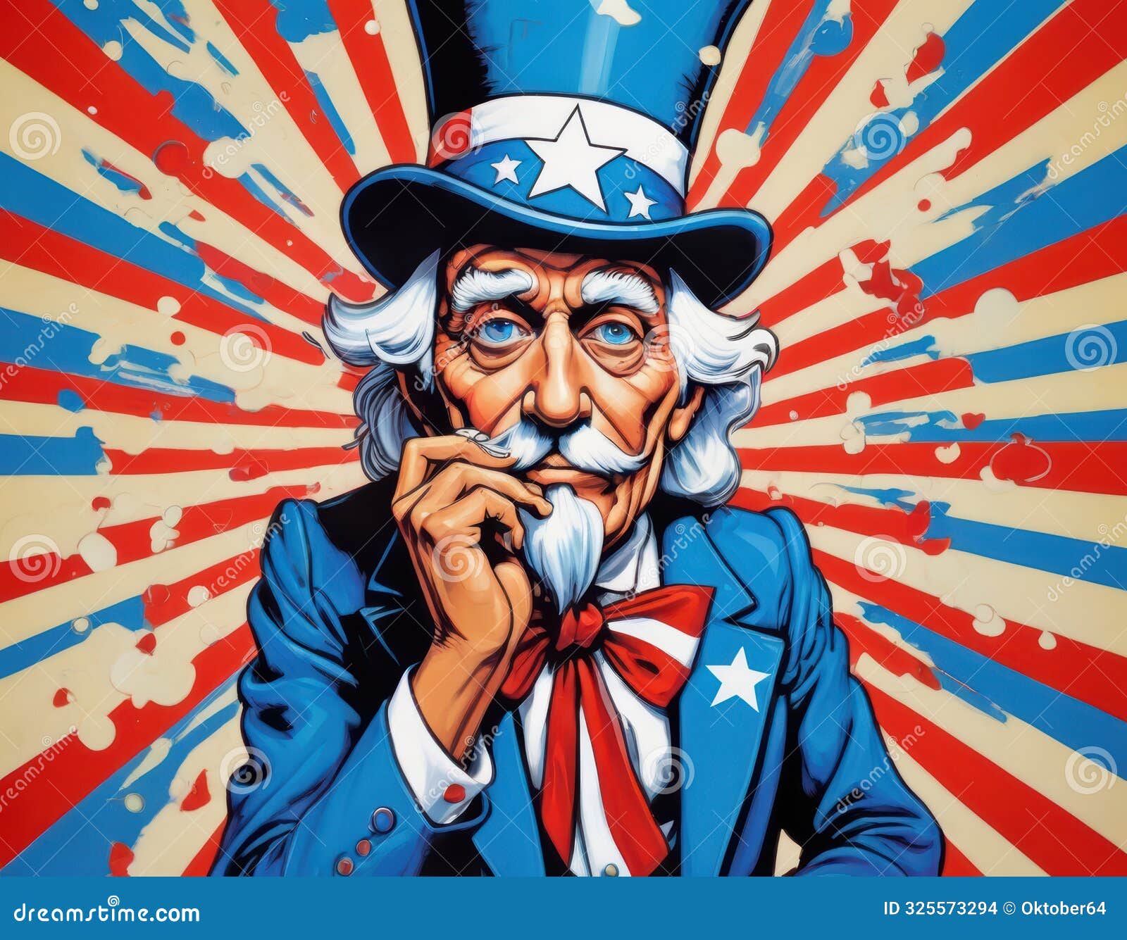 Cartoon Uncle Sam. Using Blue, Red and White Colors. Sad Uncle Sam ...
