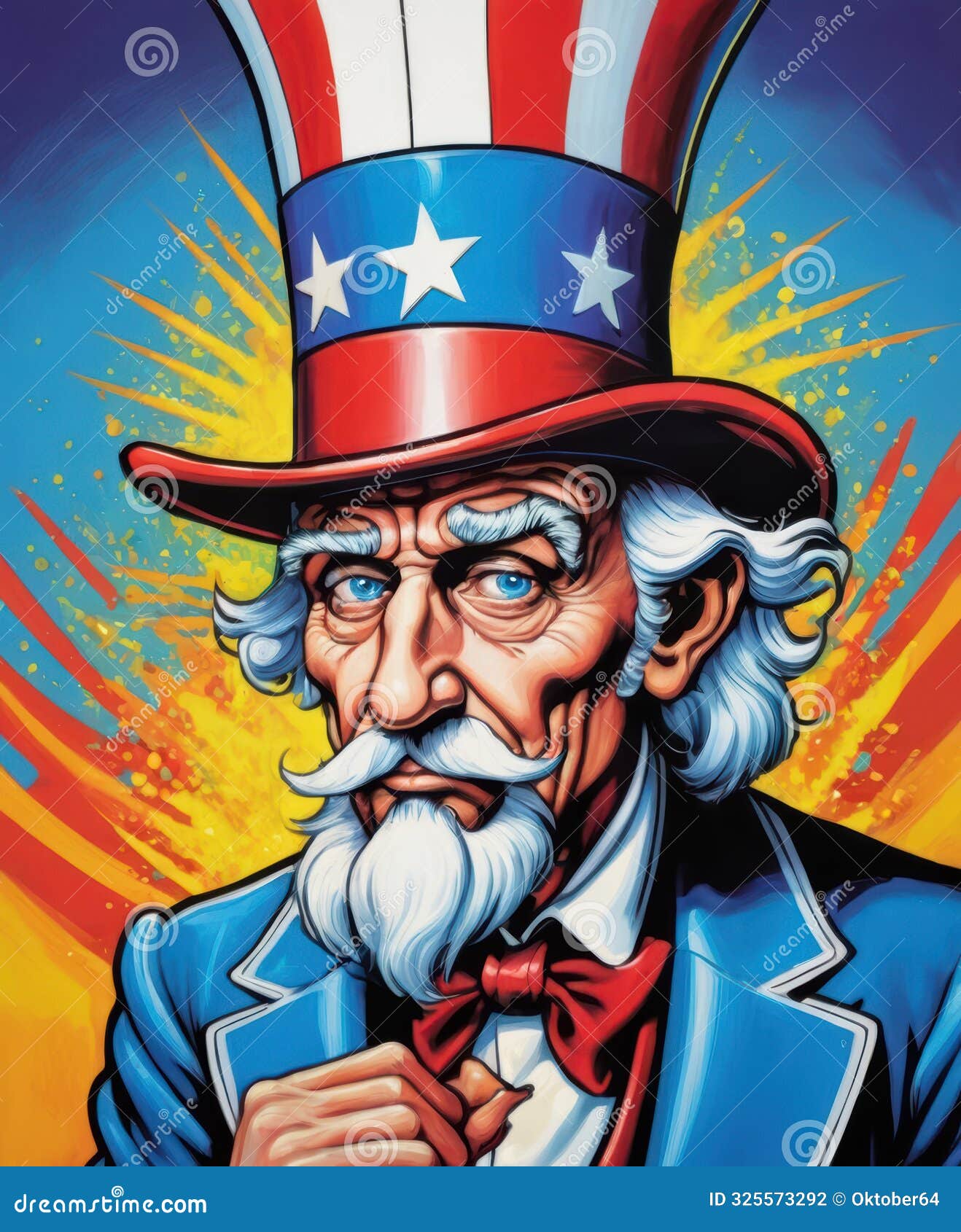 Cartoon Uncle Sam. Using Blue, Red and White Colors. Sad Uncle Sam ...