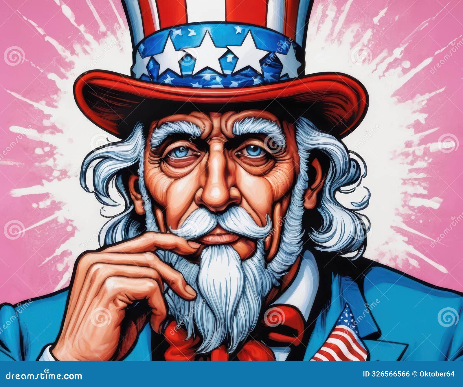 Cartoon Uncle Sam. Using Blue, Red and White Colors. Sad Uncle Sam ...