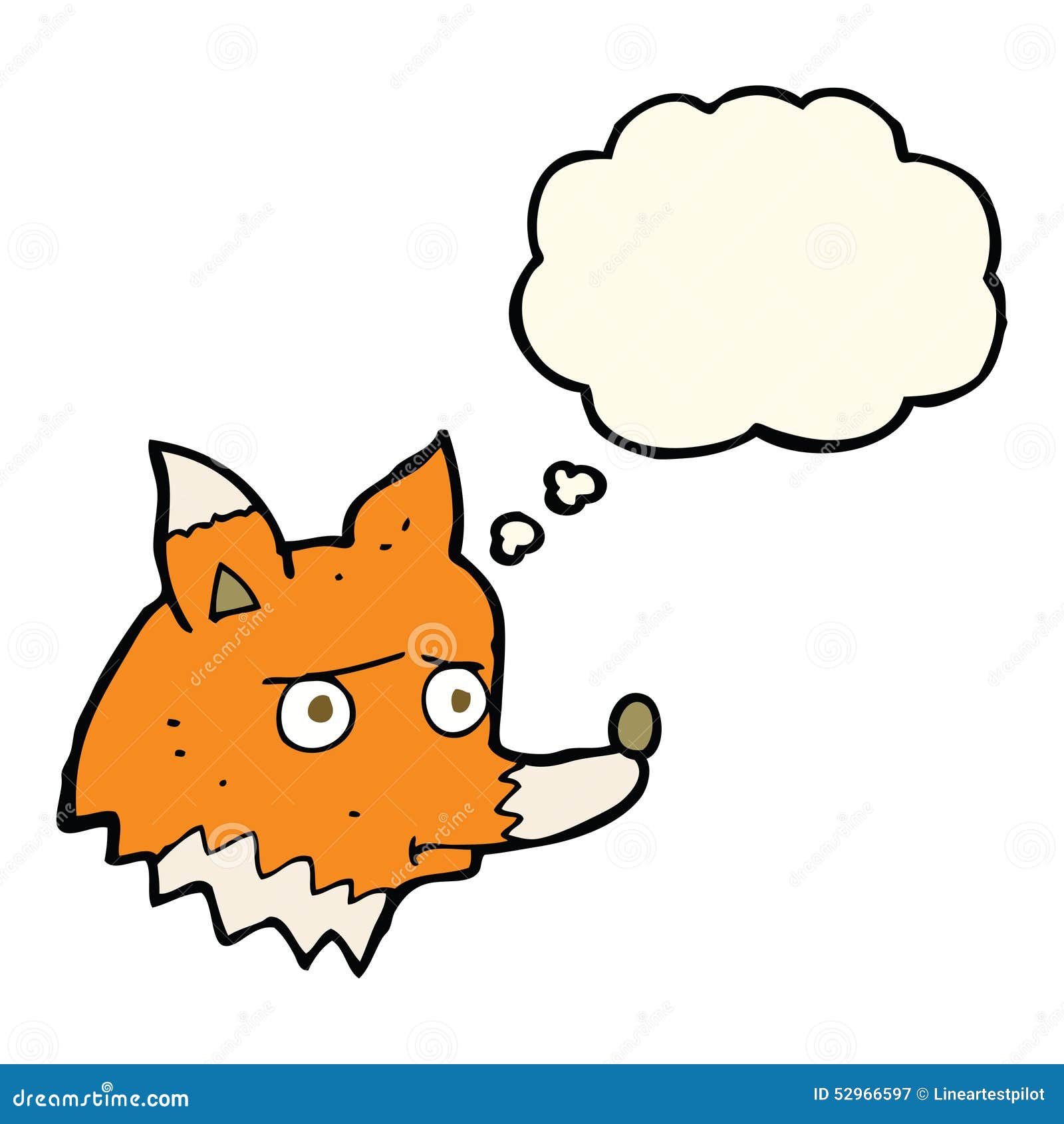 Cartoon Unhappy Fox with Thought Bubble Stock Illustration ...