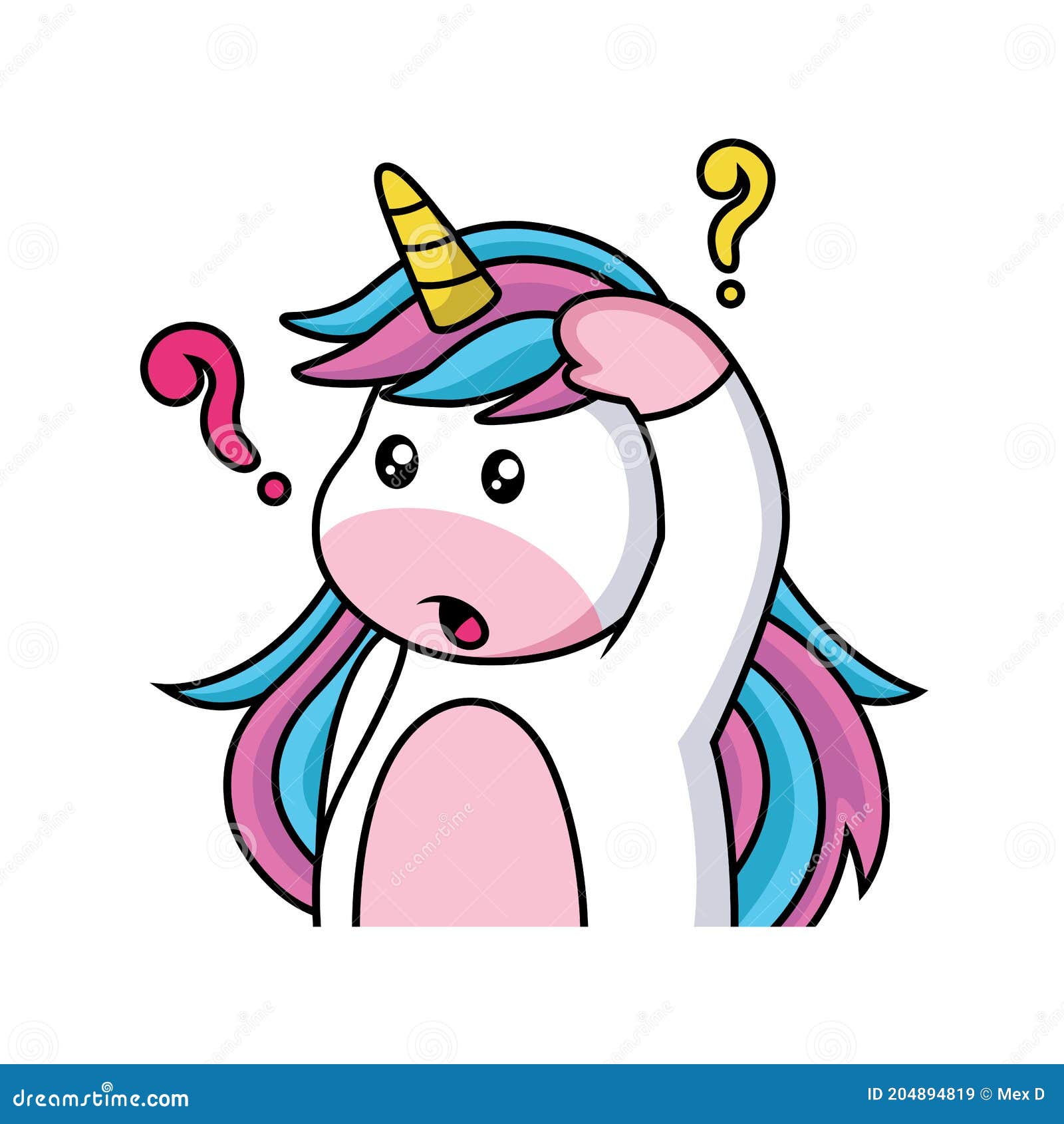 Unicorn Confused Oops. Magic Horse Perplexed Emotions. Fairy Beast ...