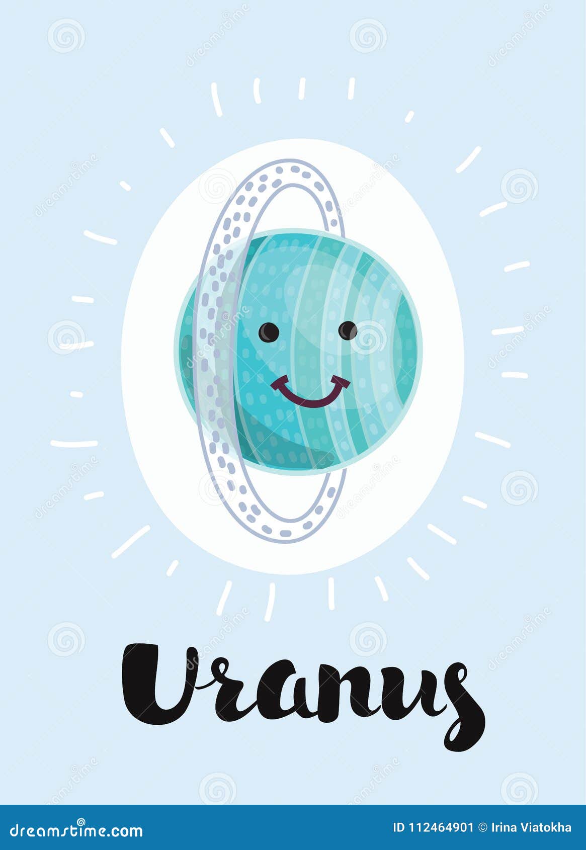Cartoon Uranus Planet. Vector Illustration Isolated On White Ba ... Cartoon Uranus Planet. Vector Illustration Isolated On White Ba ...