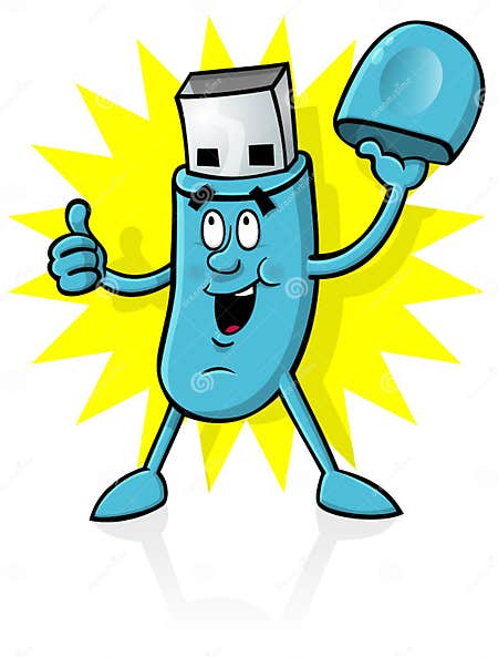 Cartoon USB Stick stock vector. Illustration of blue - 19530746