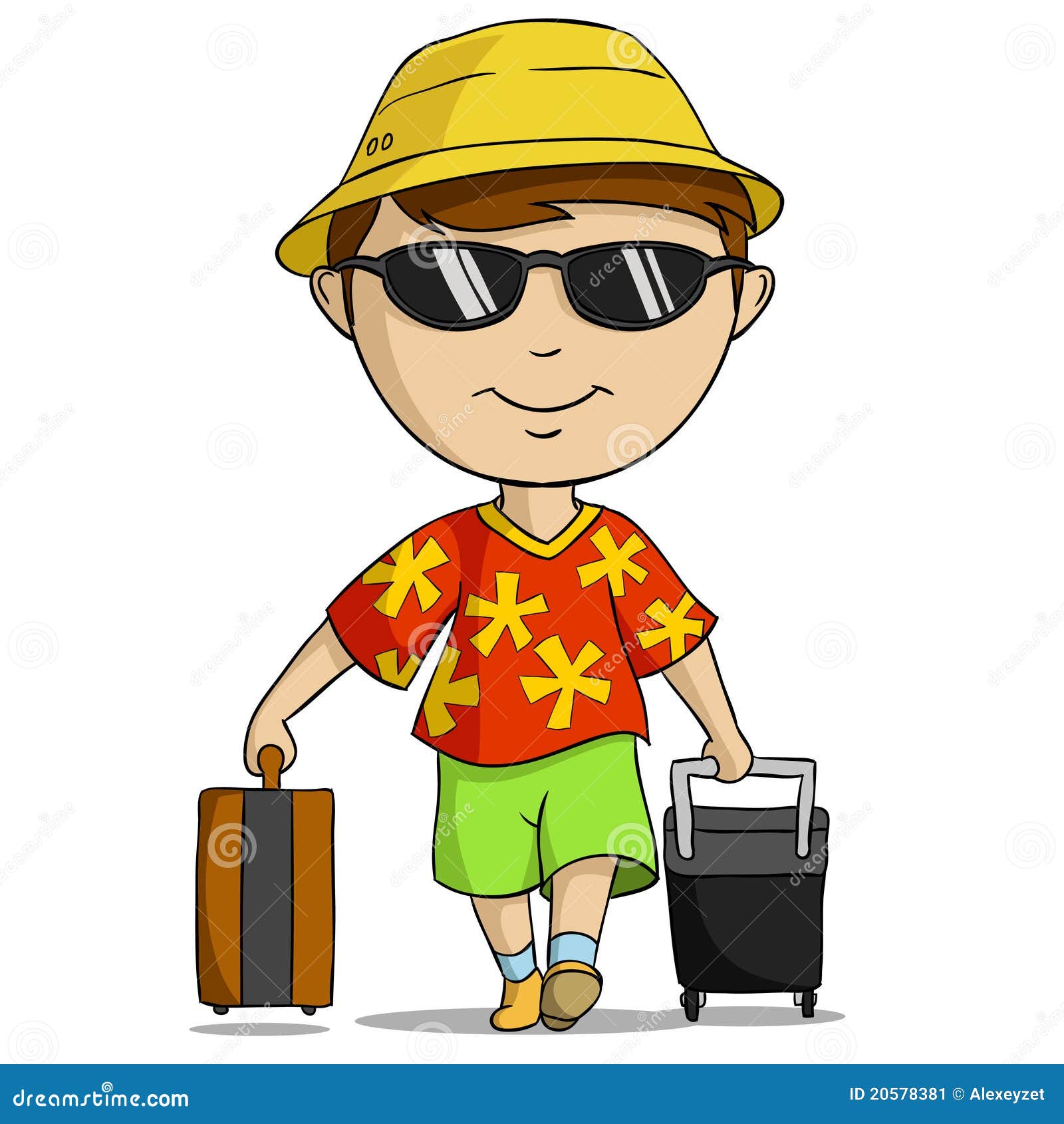 Cartoon Vacation Outfit Man With Bag Stock Image - Image: 20578381