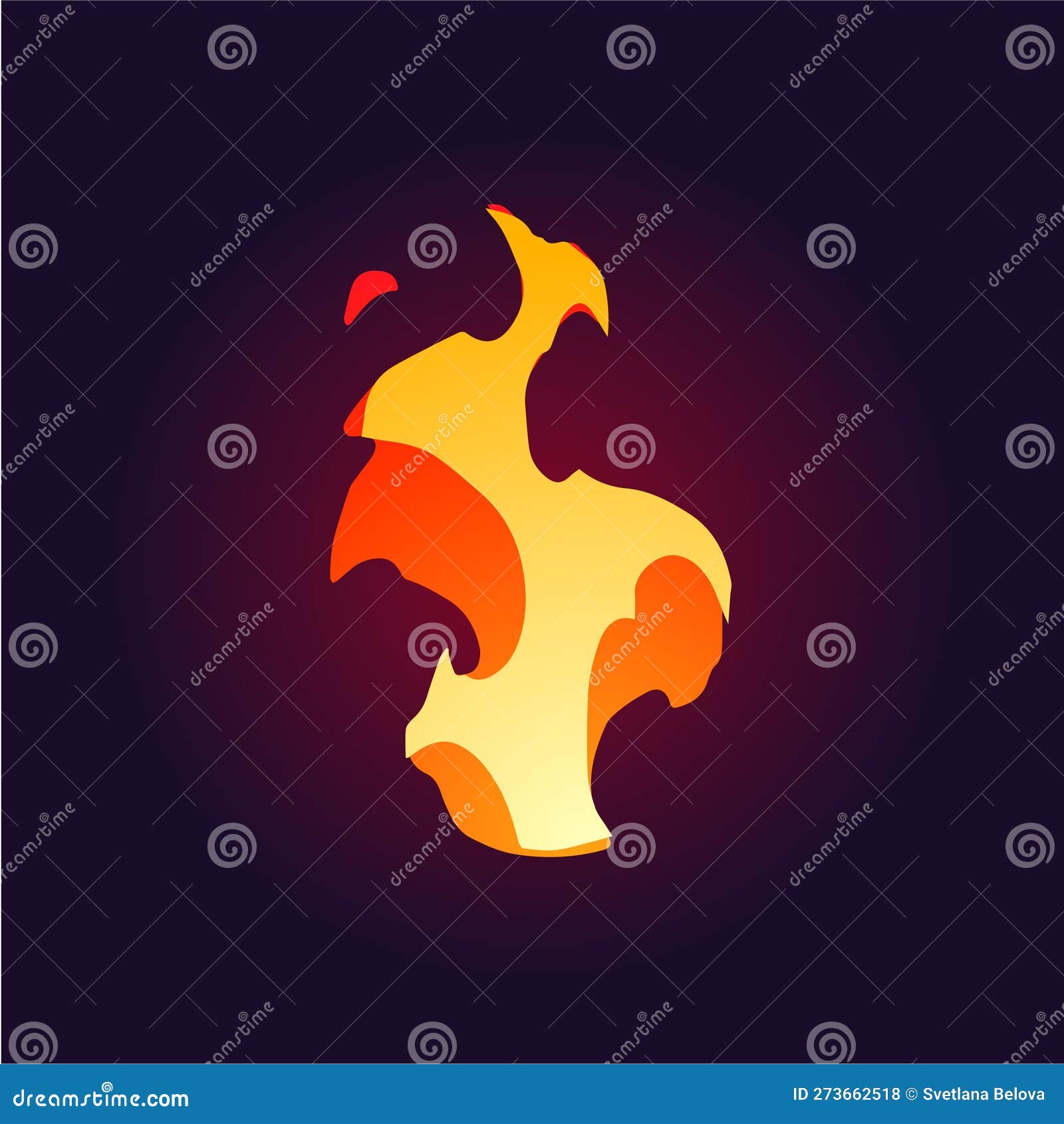 Cartoon Vactor Fire Sprite. Hand Drawn Mobile Game Vector Illustration ...