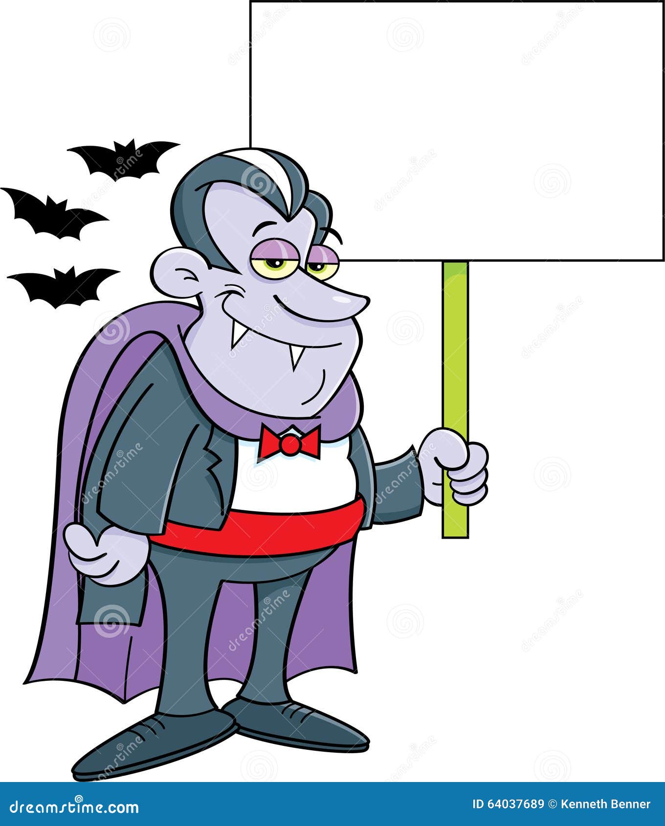 Cartoon Vampire Holding a Sign. Stock Vector - Illustration of ...