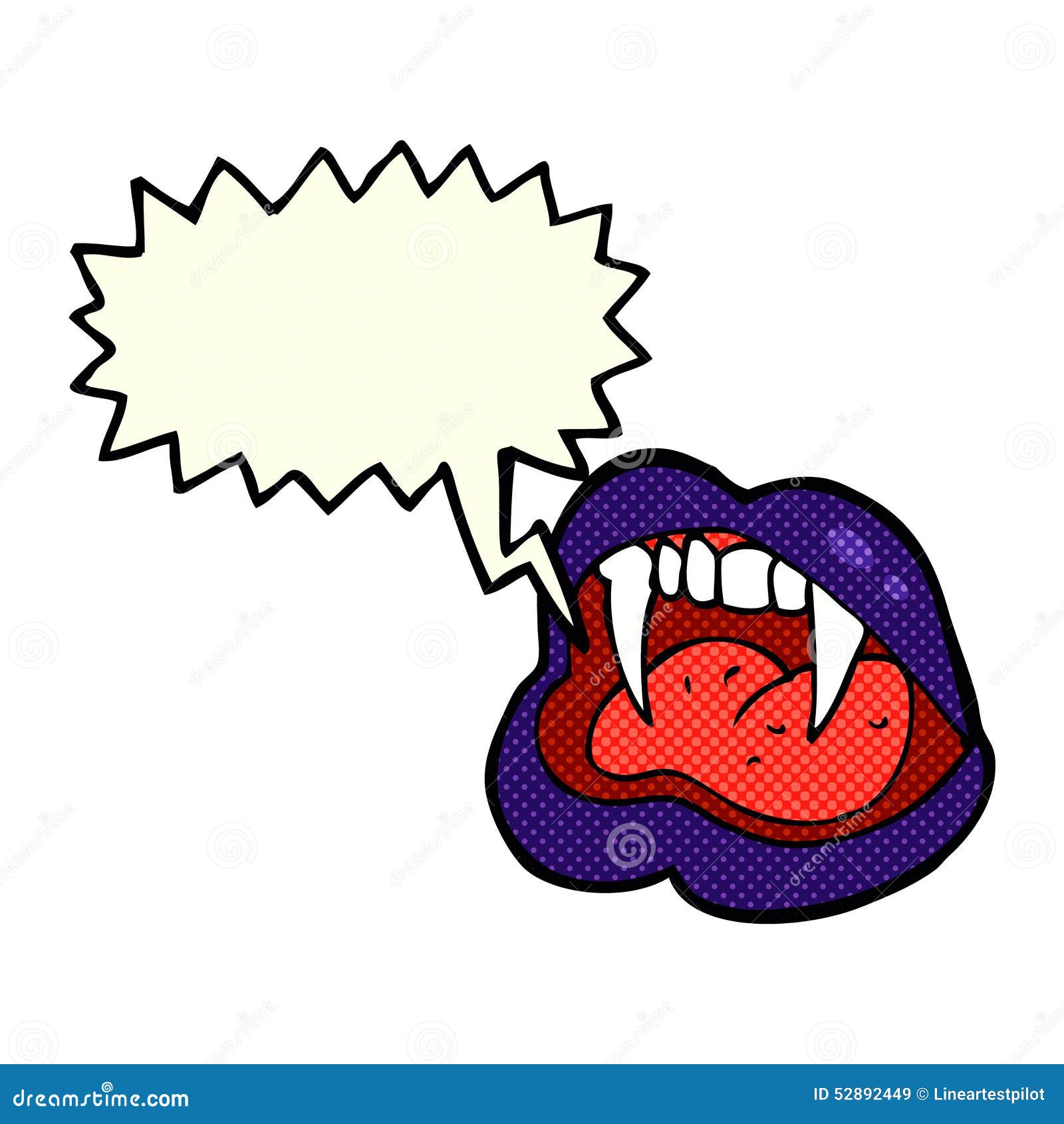Cartoon Vampire Lips with Speech Bubble Stock Illustration ...