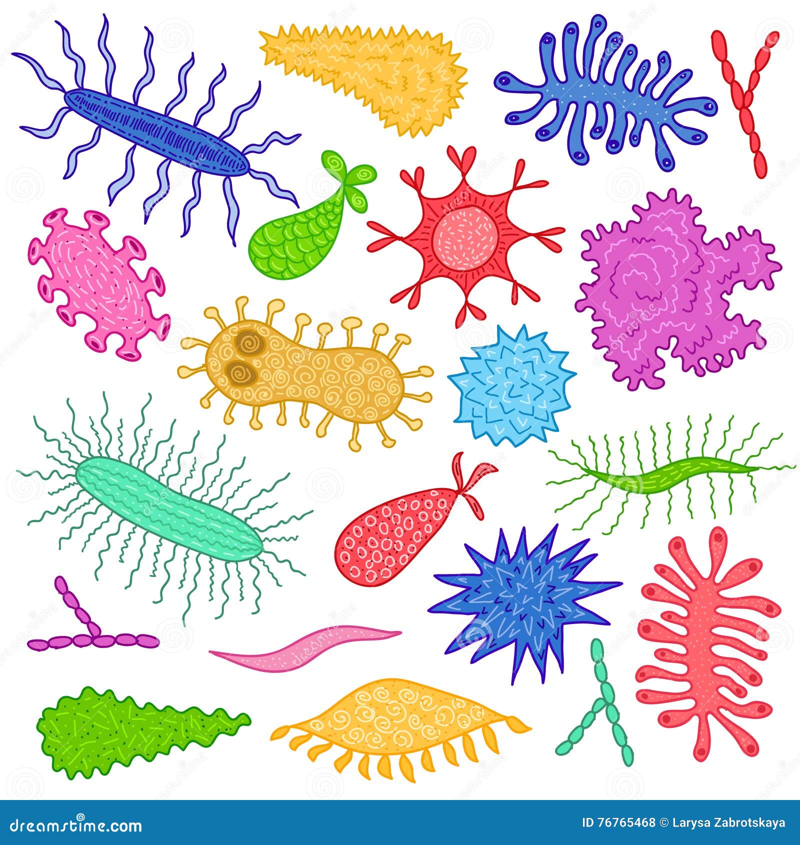 Cartoon various microbes stock vector. Illustration of infection - 76765468
