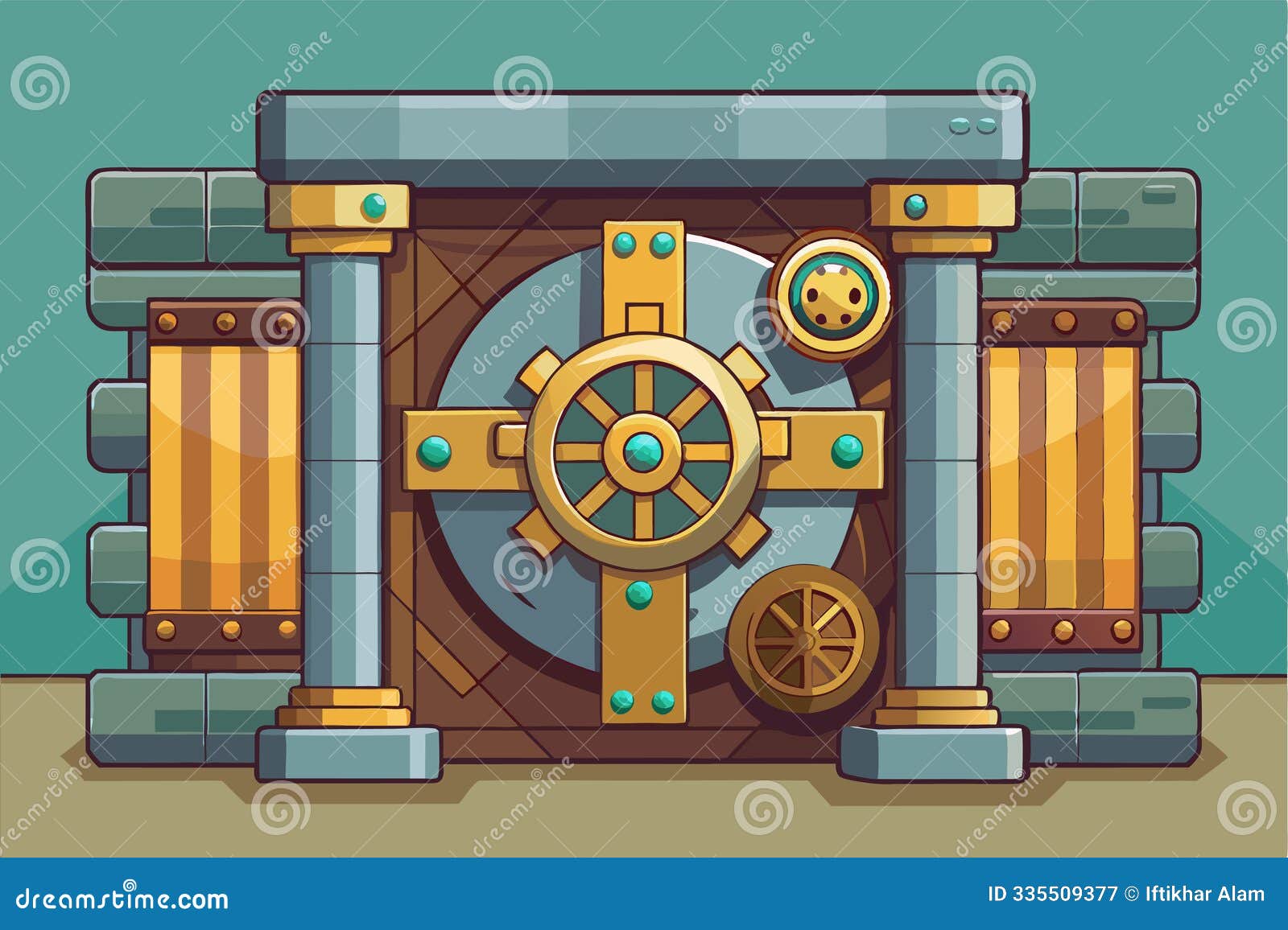 This Cartoon Vault Features a Colorful Design with Decorative Elements ...