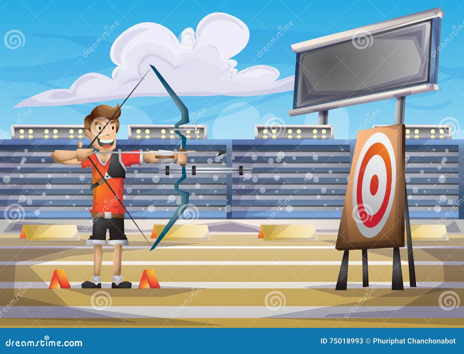 Cartoon Vector Archery Sport with Separated Layers for Game and ...