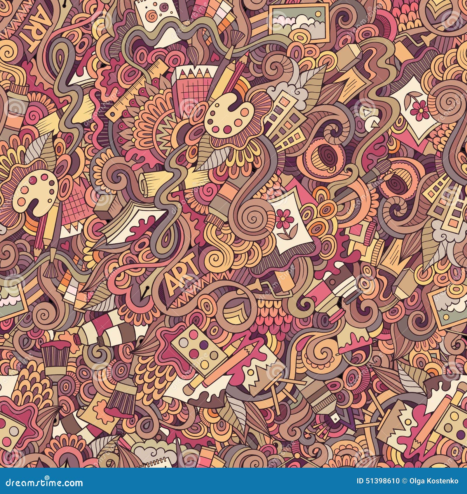 Cartoon Vector Art and Craft Seamless Pattern Stock Vector ...
