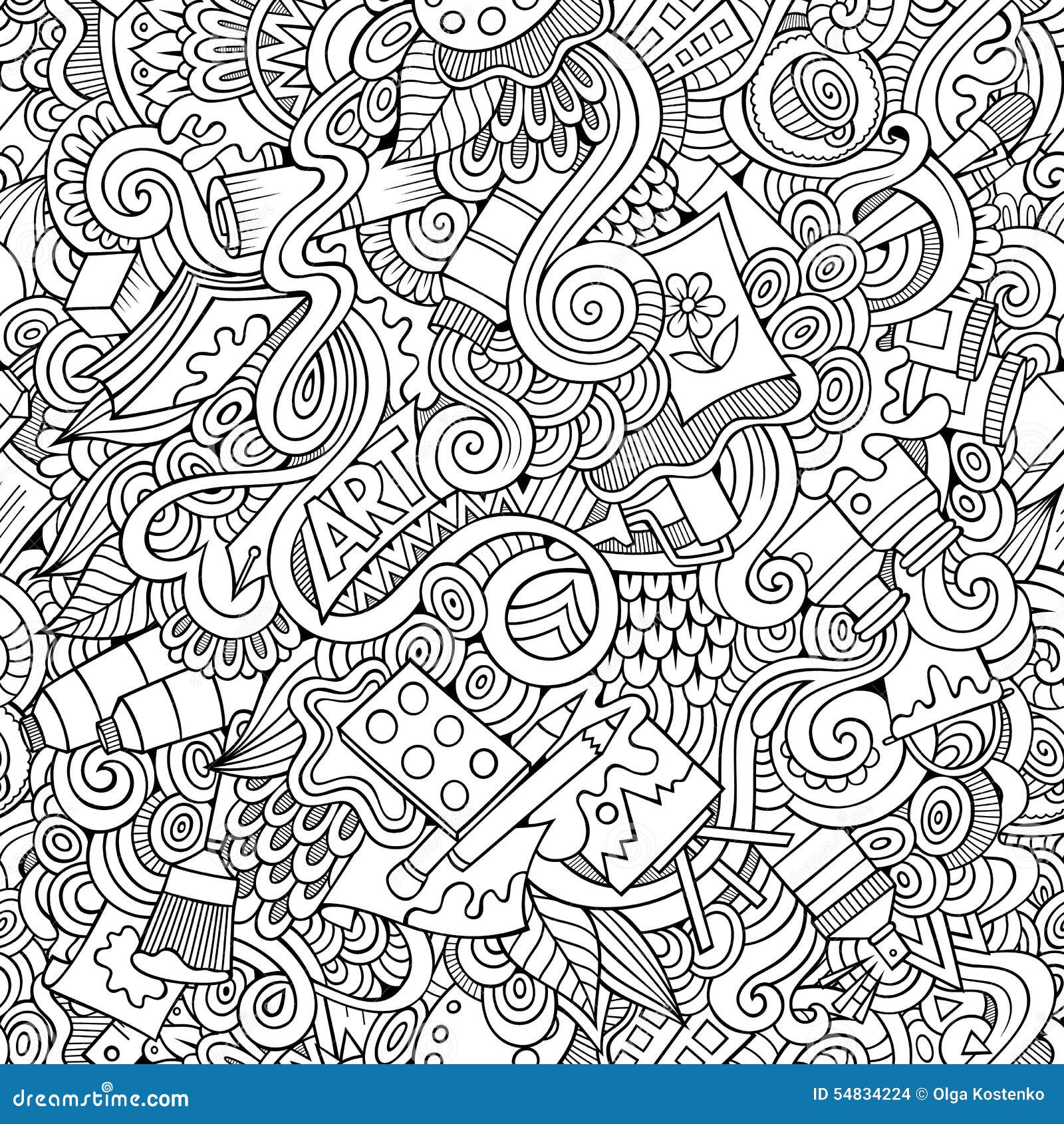 Cartoon Vector Art and Craft Seamless Pattern Stock Vector ...