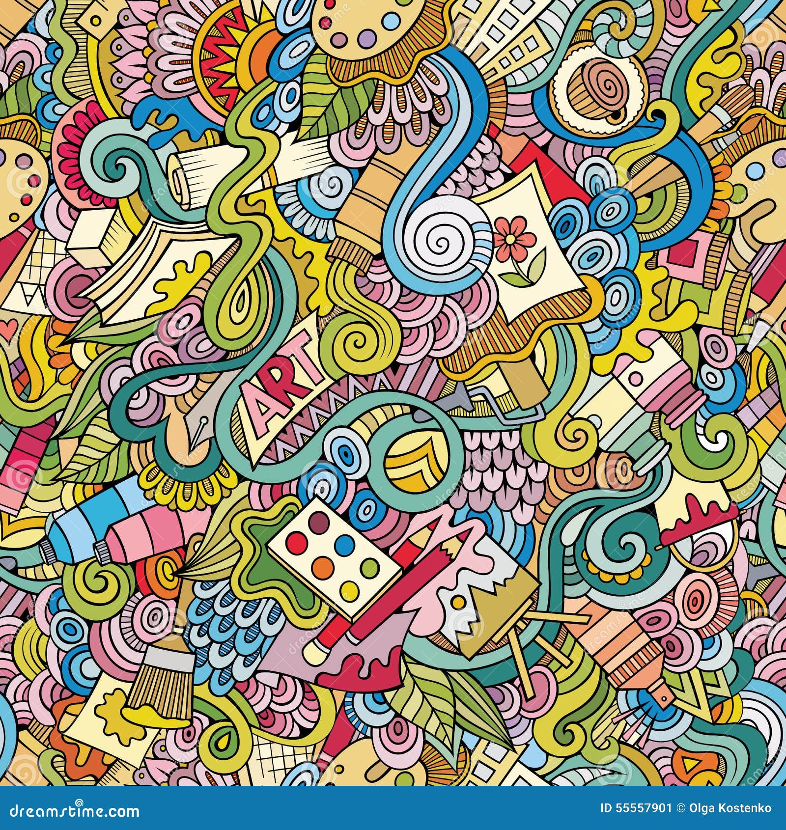 Cartoon Vector Art and Craft Seamless Pattern Stock Vector ...