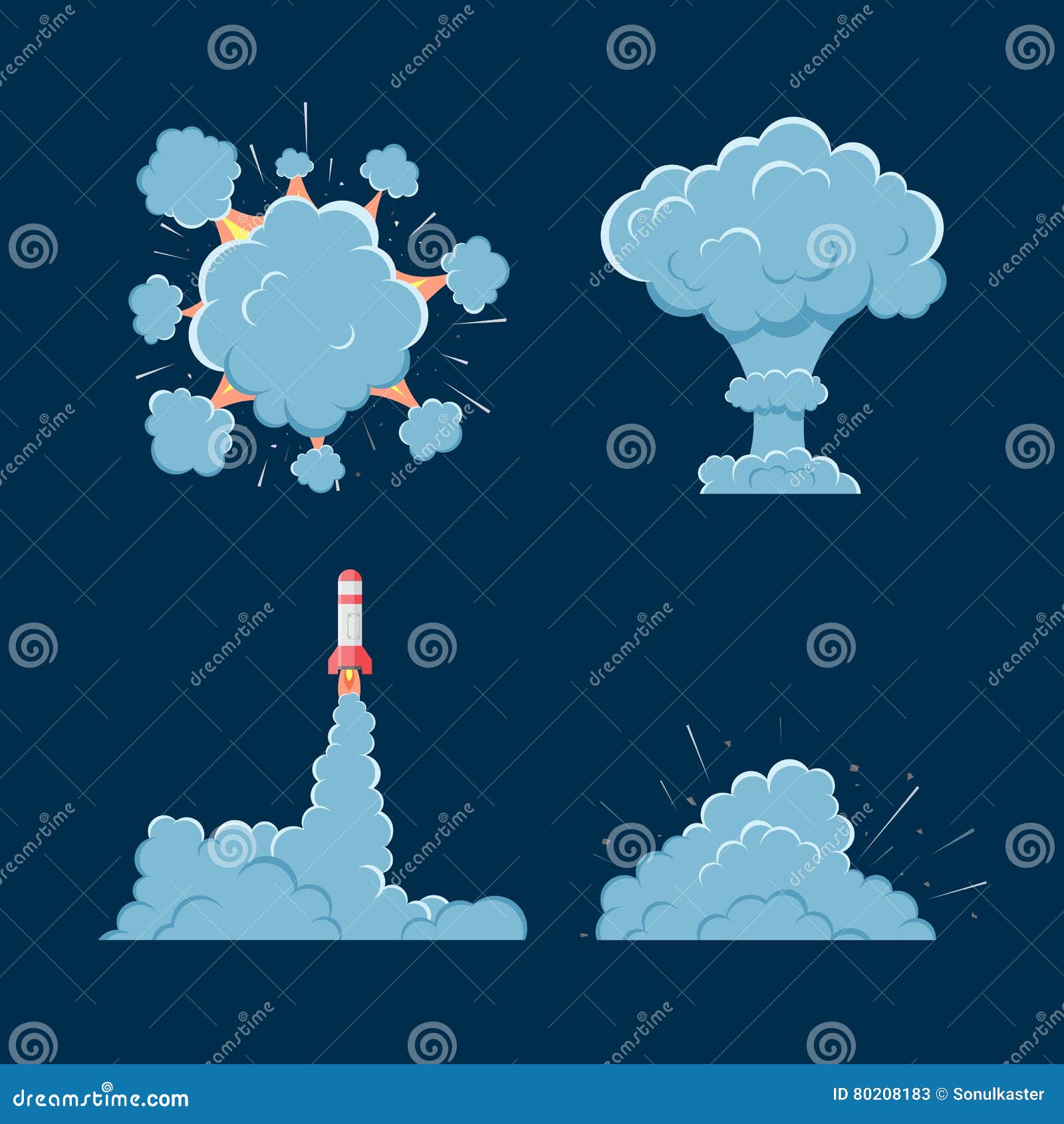 Comic Smoke. Cartoon Smell Explosion Vfx Clouds Of Wind Vector Set ...