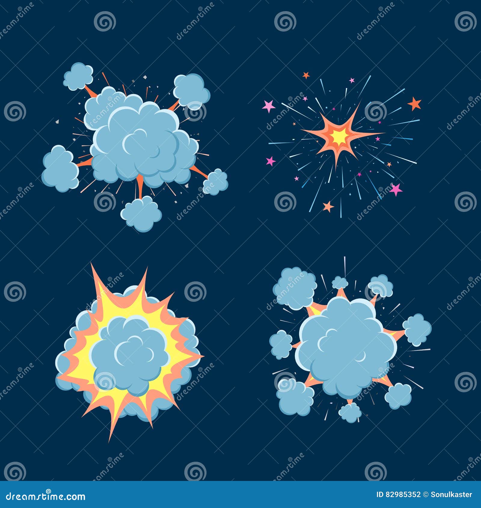 Cartoon Vector Bomb Explosion with Smoke. Stock Vector - Illustration ...