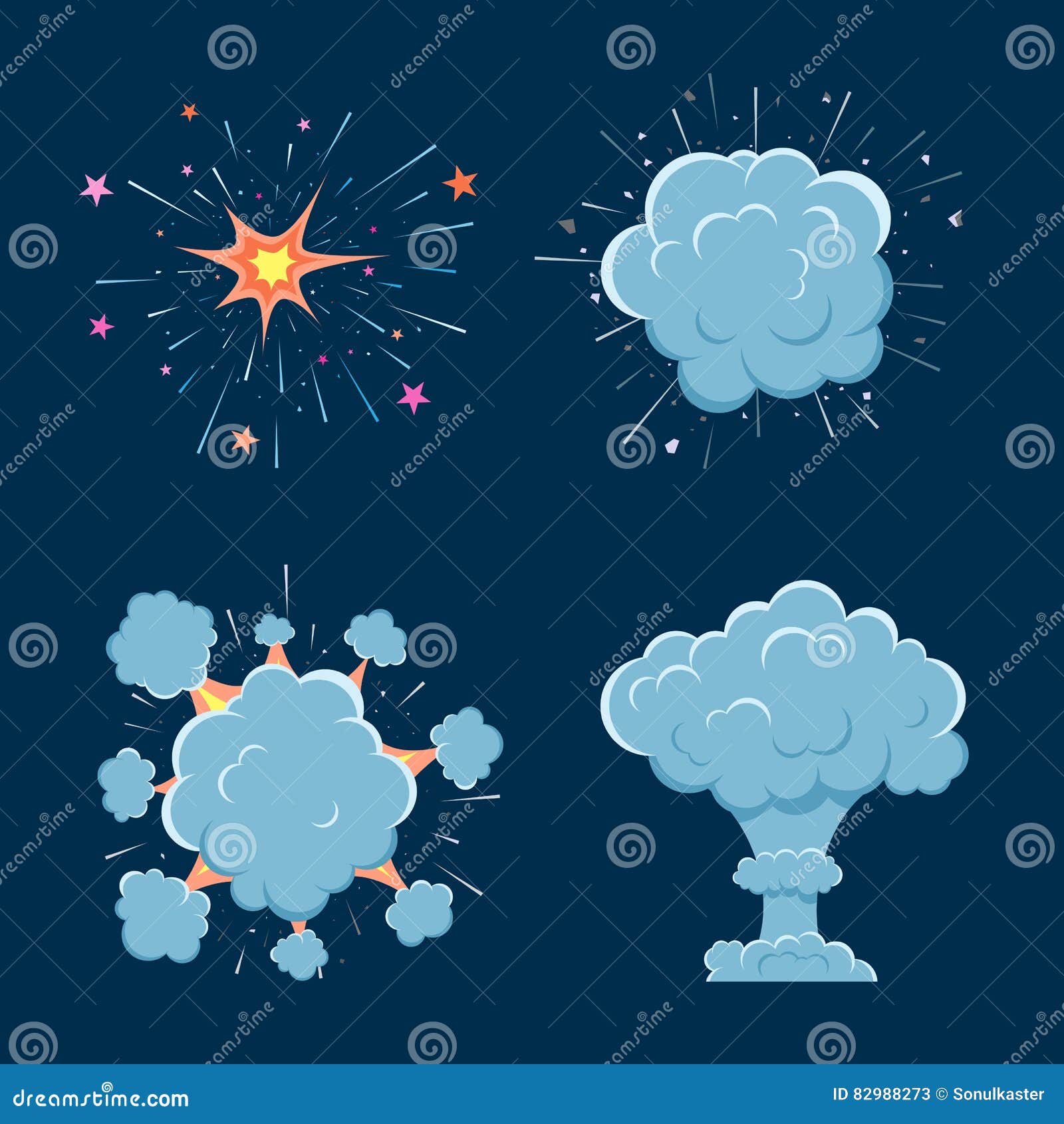 Cartoon Vector Bomb Explosion with Smoke. Stock Vector - Illustration ...