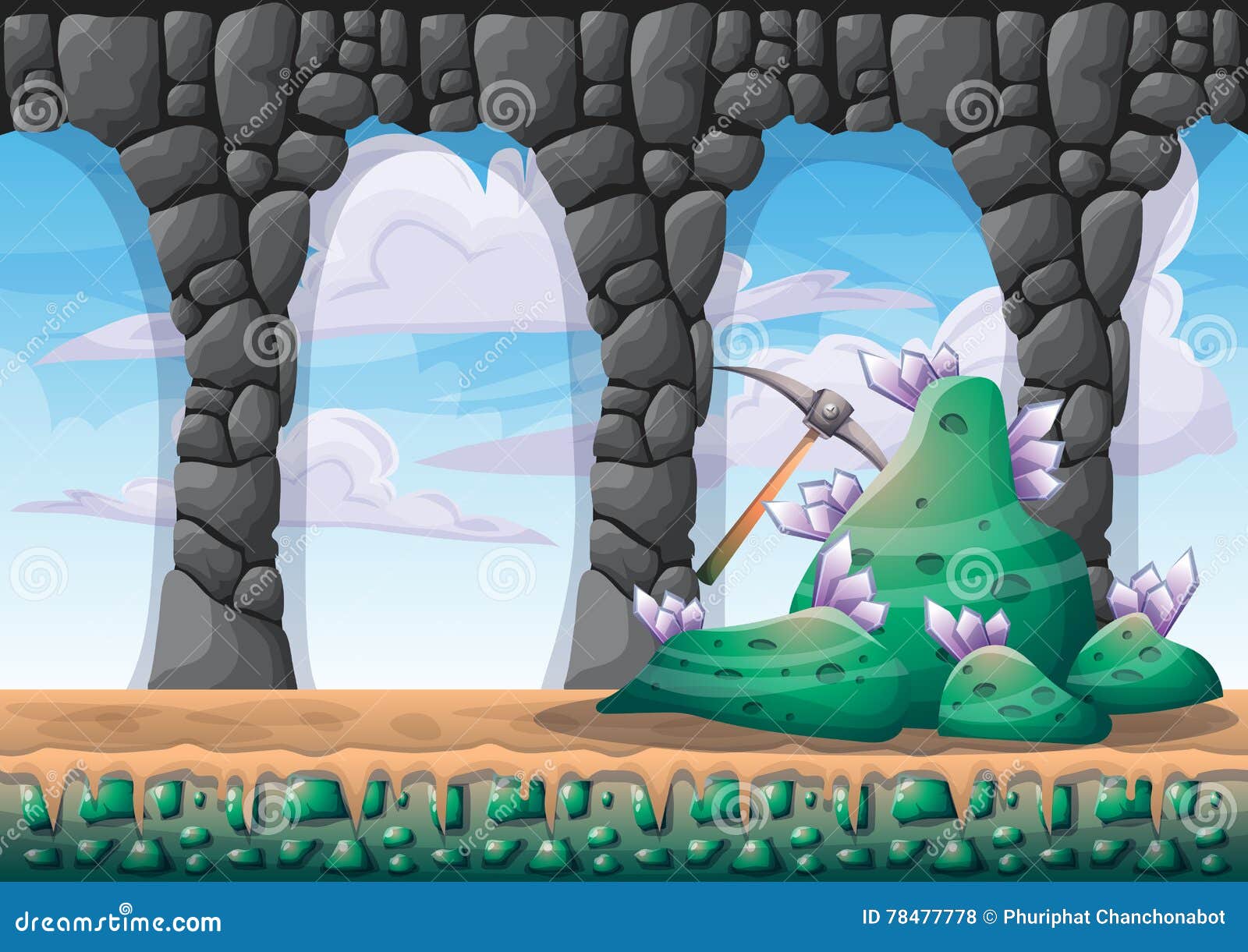 Cartoon Vector Cave with Separated Layers for Game Stock Vector ...