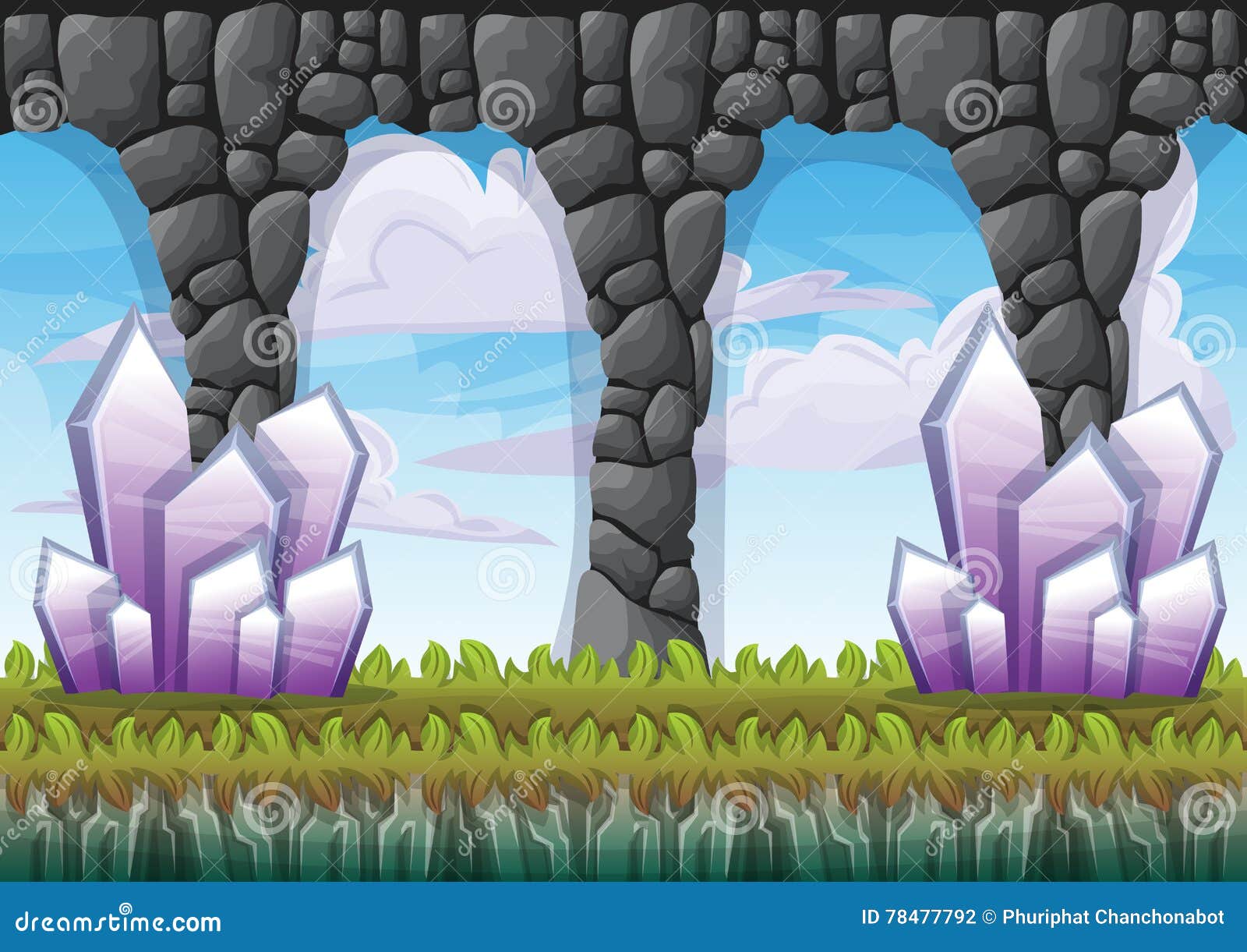 Cartoon Vector Cave with Separated Layers for Game Stock Vector ...