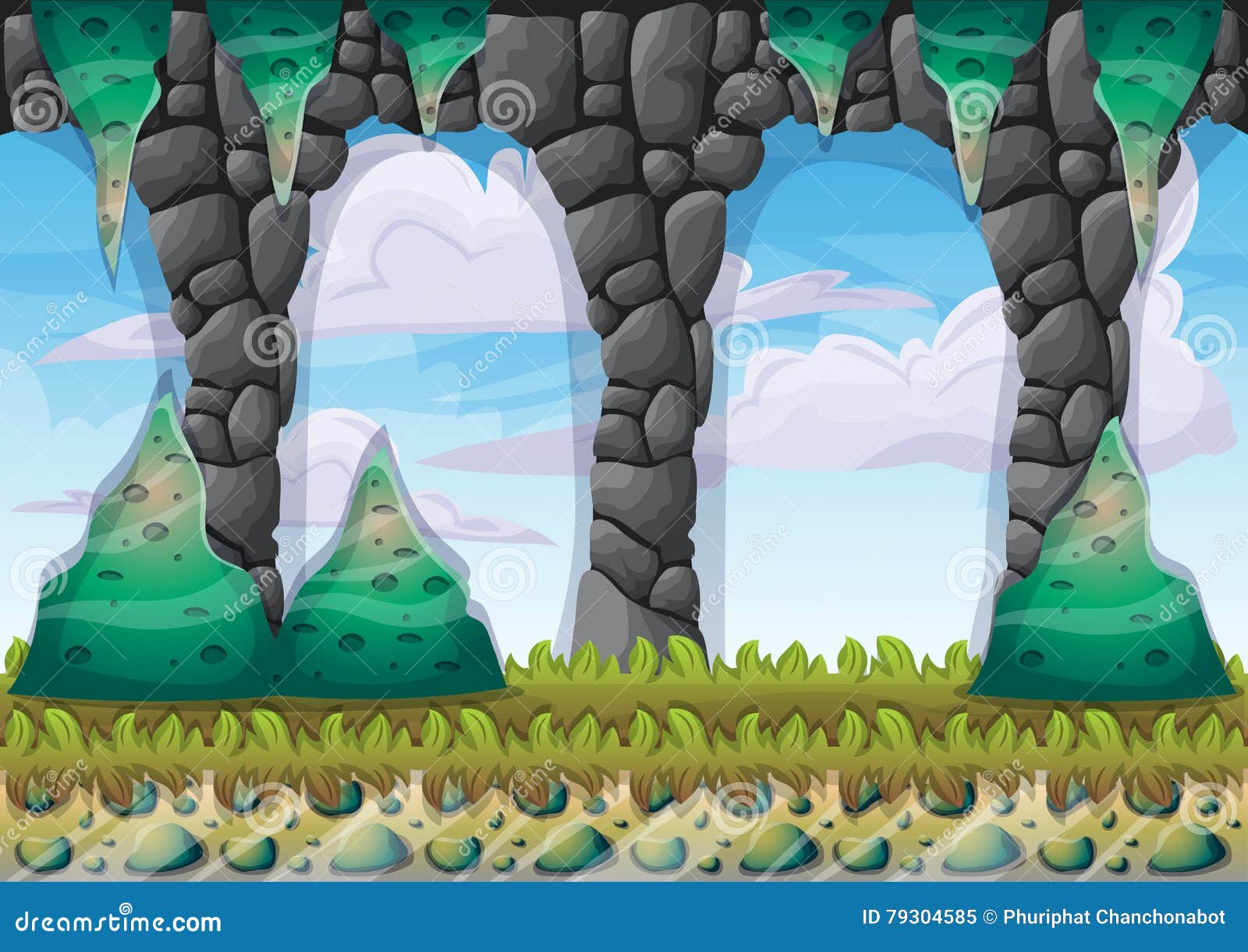 Cartoon Vector Cave with Separated Layers for Game and Animation Stock ...