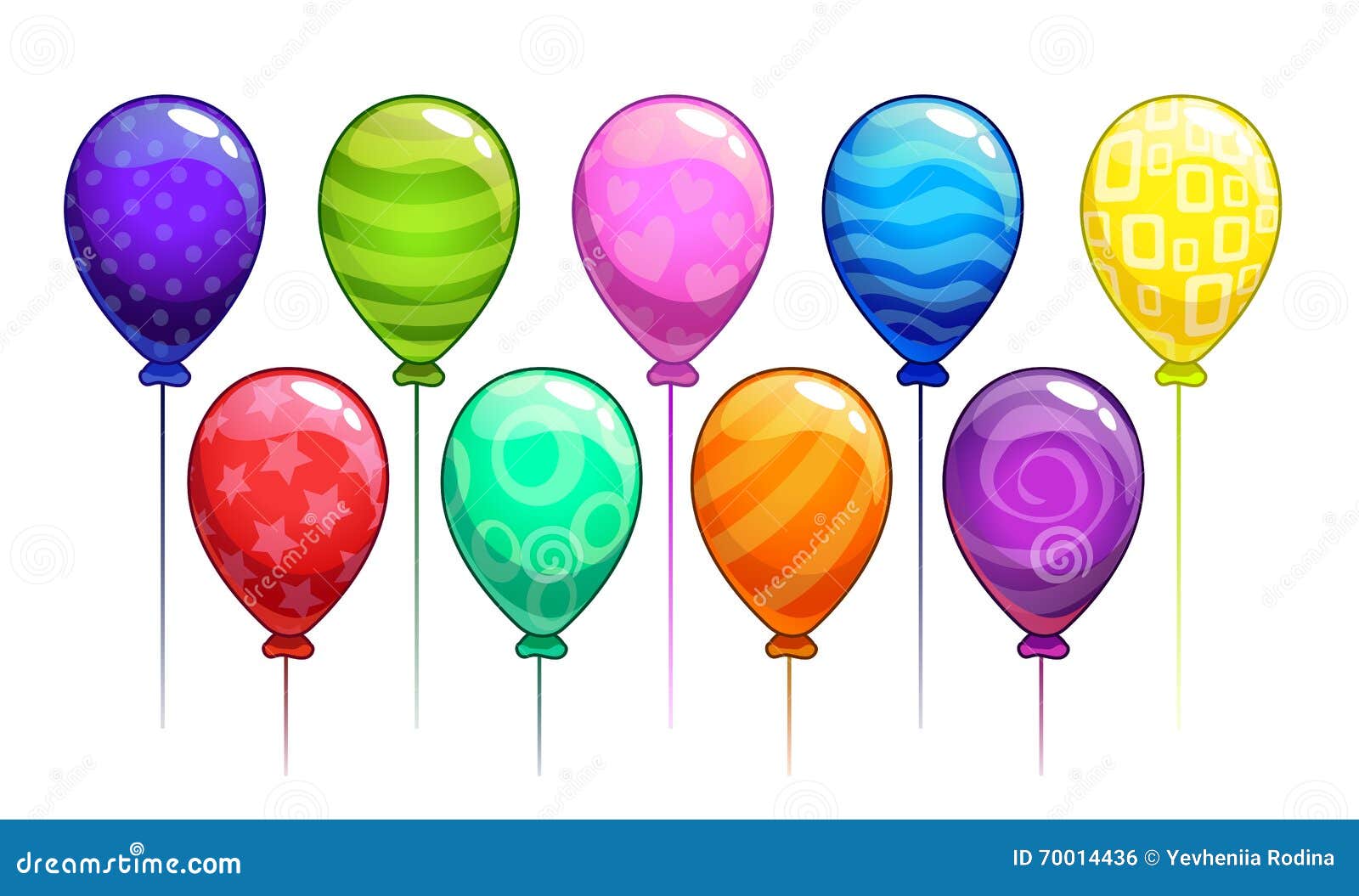 Cartoon Vector Colorful Balloons Set Stock Vector - Illustration of ...