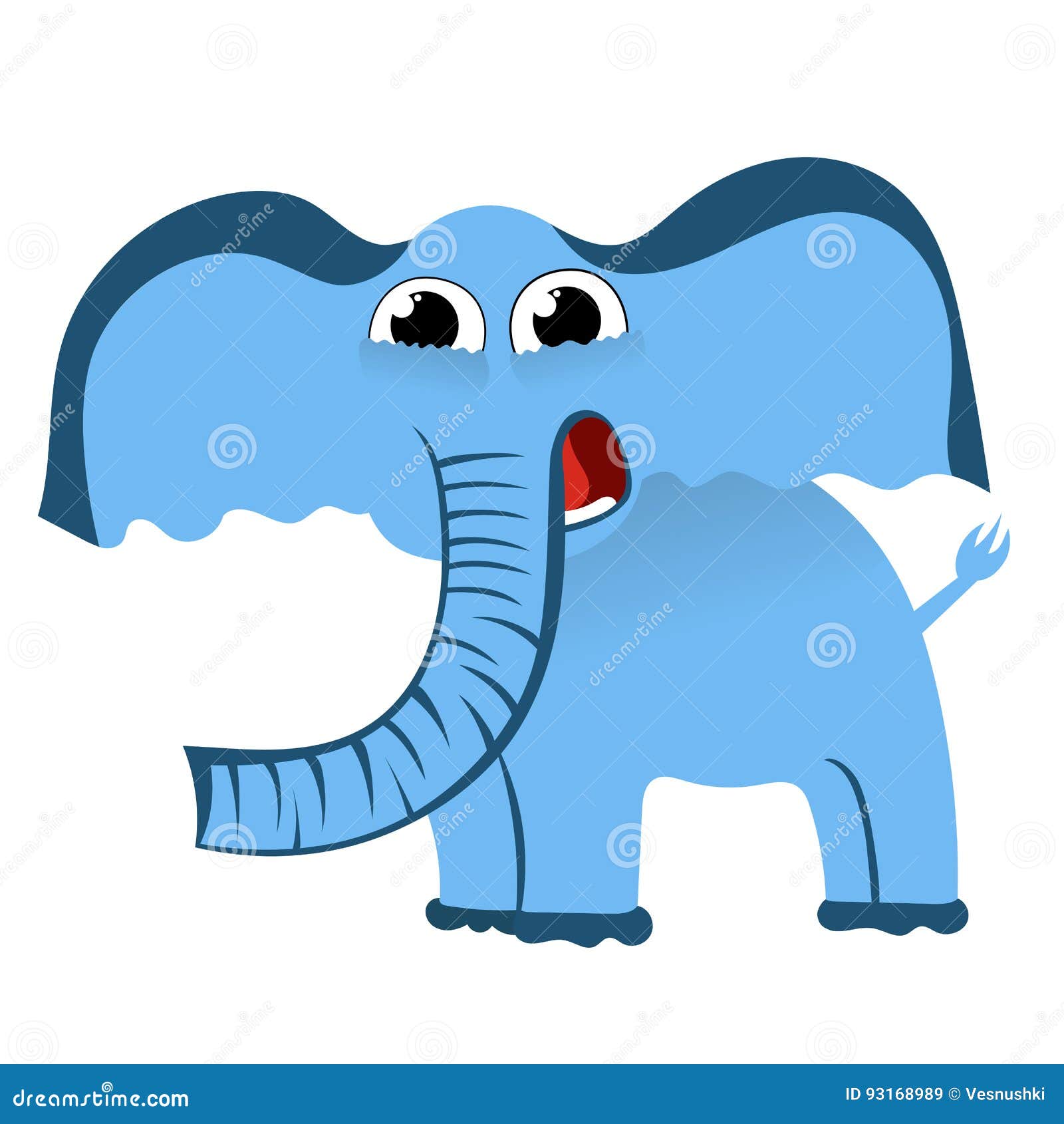 Cartoon Vector Cute Character of Blue Elephant Stock Vector ...