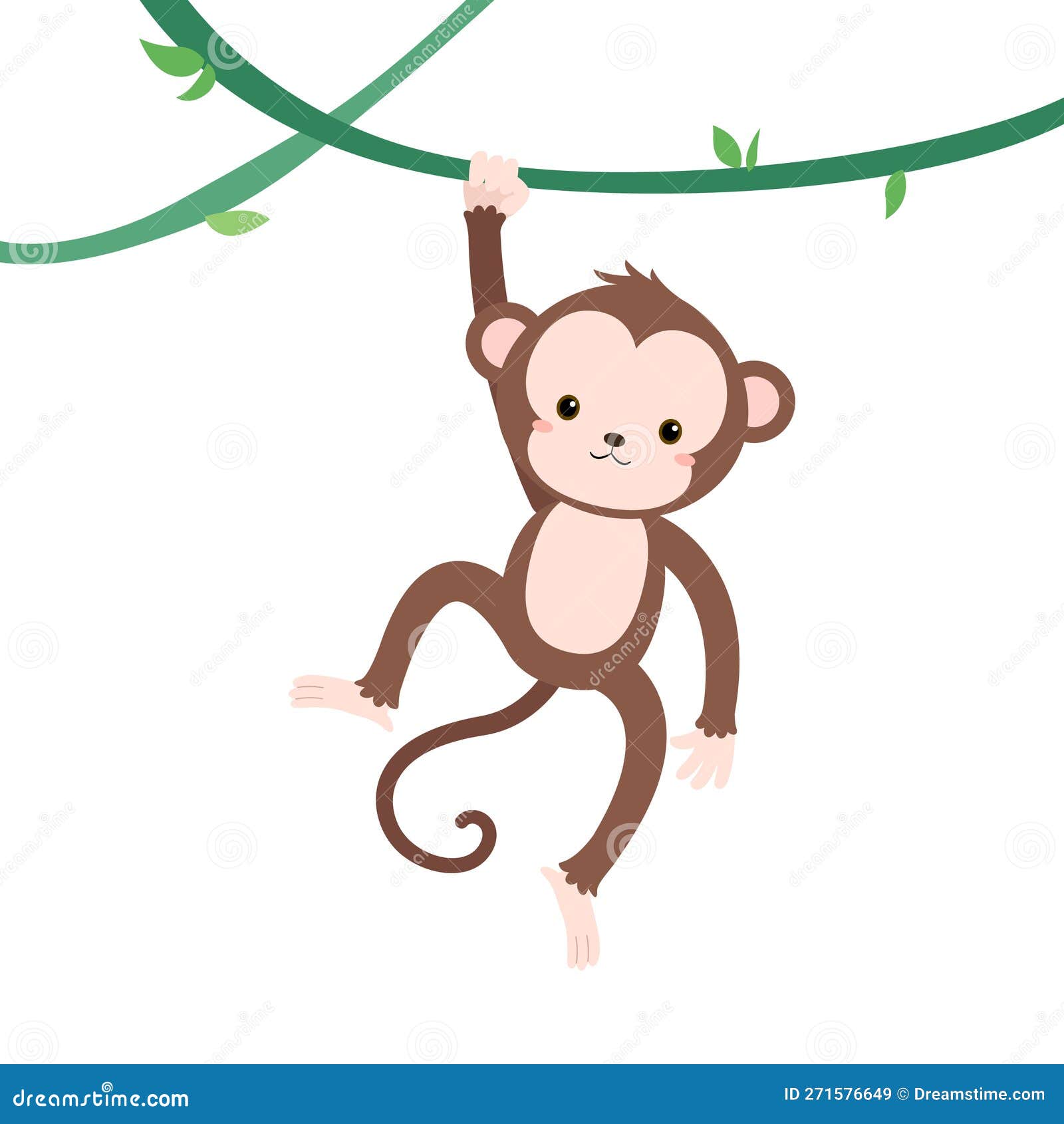 Cartoon Monkey Hanging From A Vine