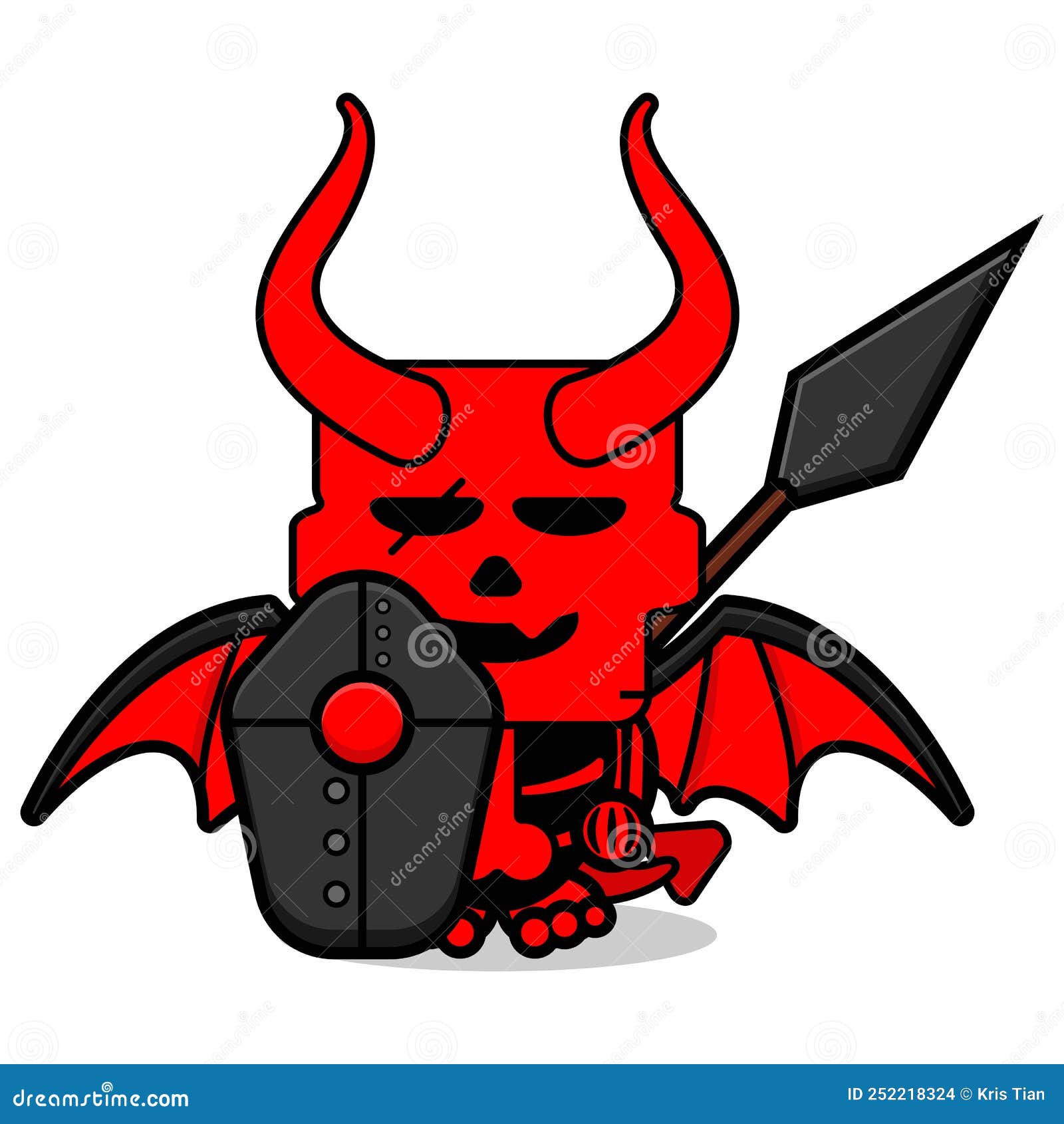 Red Devil Mascot Skull Spear and Shield Stock Vector - Illustration of ...