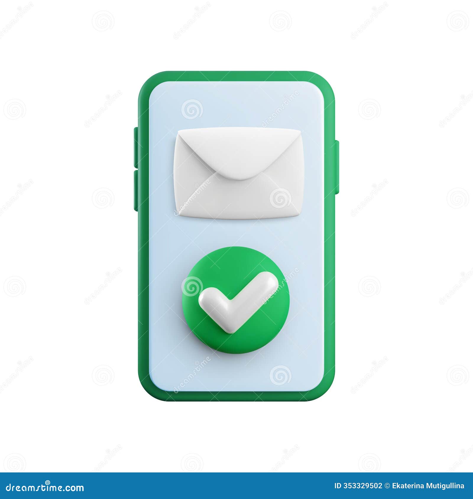 Cartoon Vector 3d Accepted Message Icon. Realistic 3d Render Envelope ...