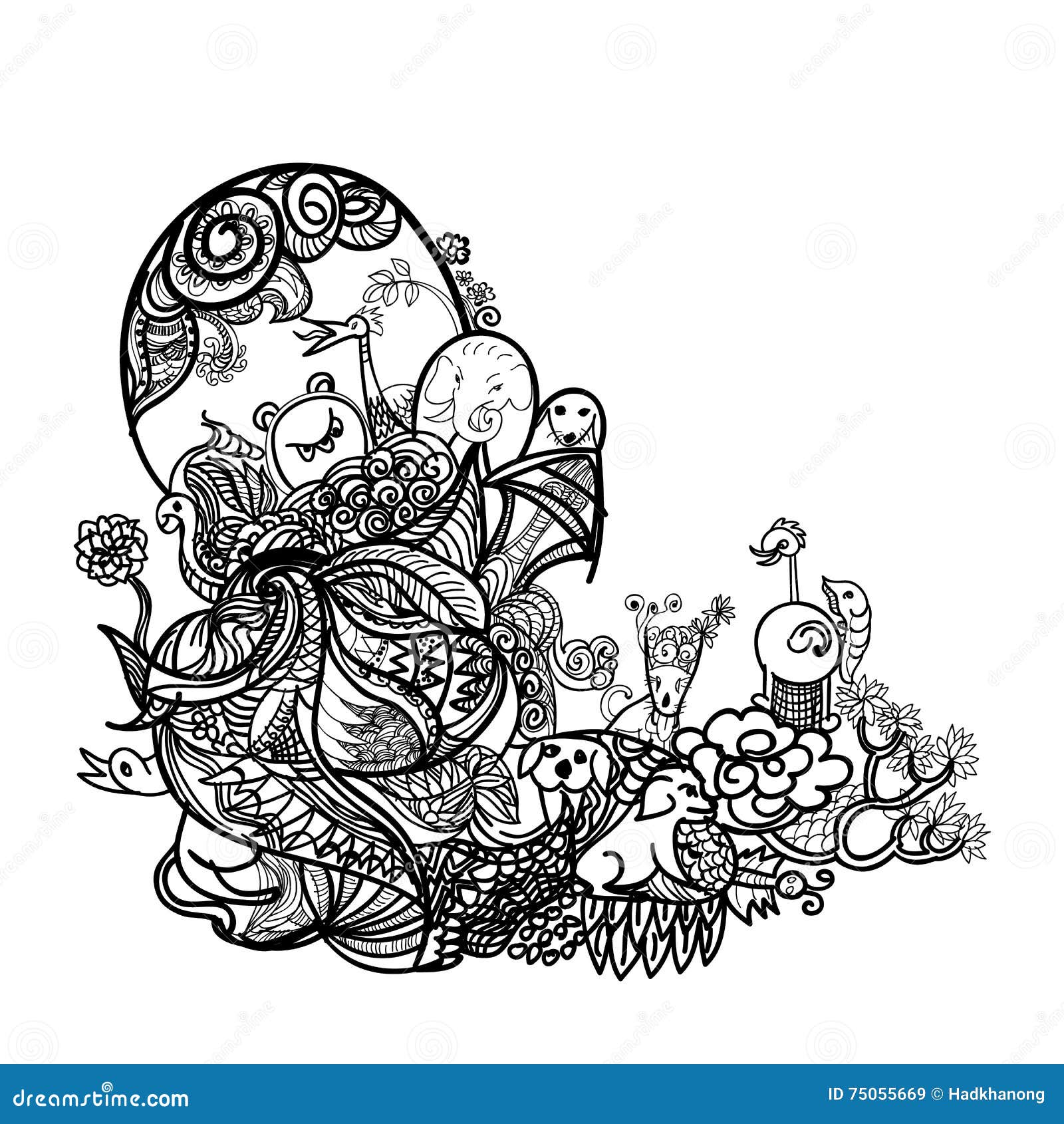 Cartoon Vector Doodle Hand Draw of Abstract and Imagination Stock ...