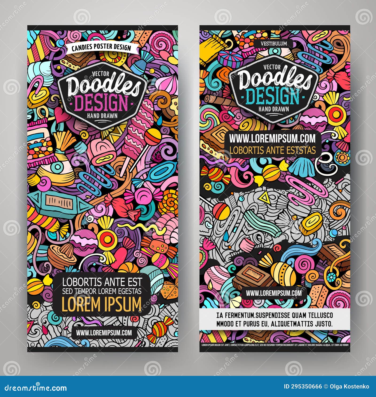 Cartoon Vector Doodle Set of Candies Banners Templates Stock Vector ...
