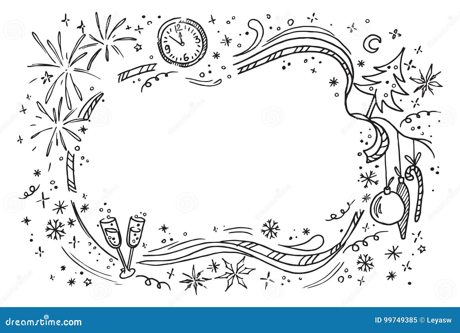 Cartoon Vector Doodles Hand Drawn New Year Illustration. Isolated ... Cartoon Vector Doodles Hand Drawn New Year Illustration. Isolated ...