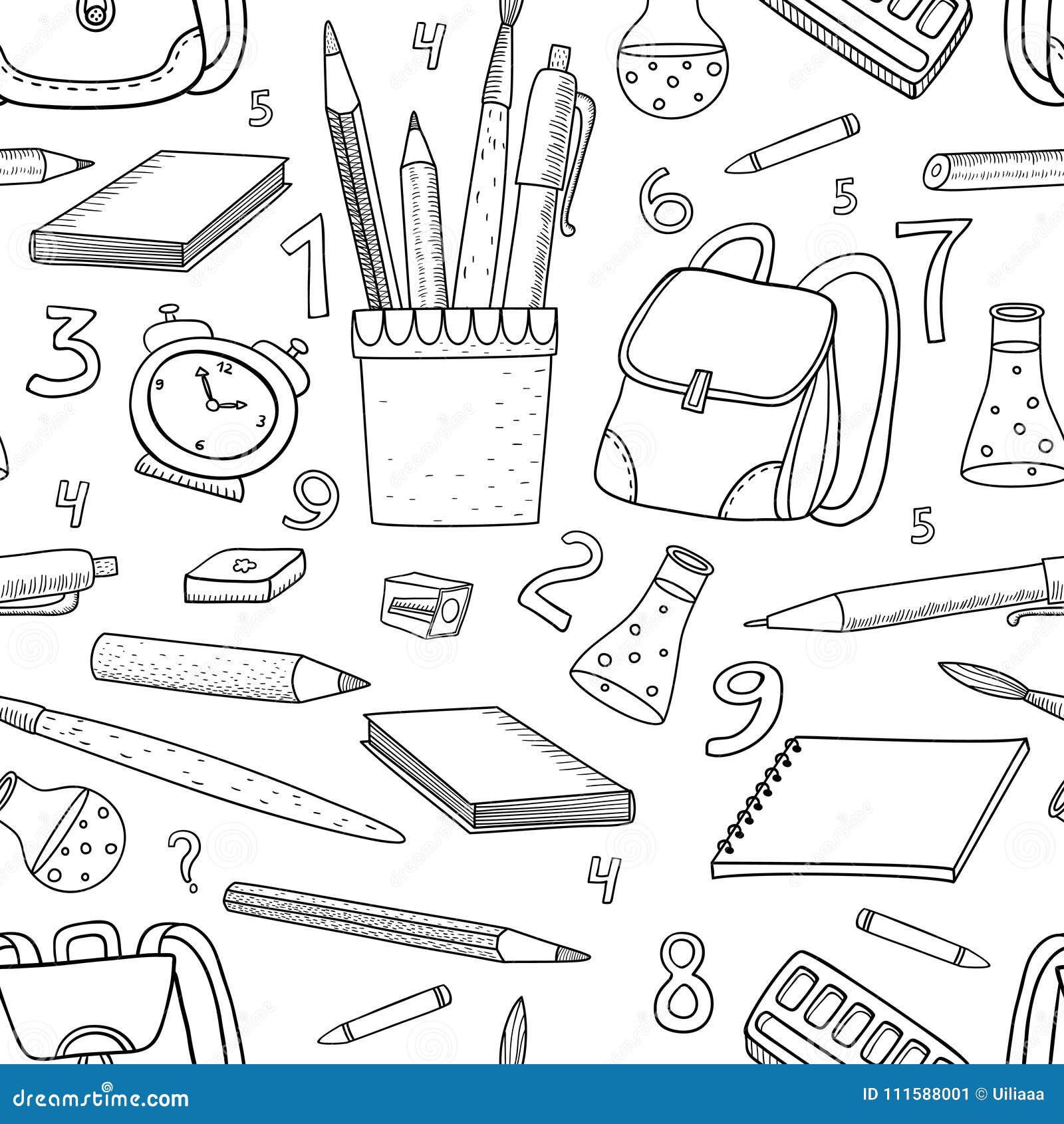 Cartoon Vector Doodles Hand Drawn School Seamless Pattern. Stock Vector ... Cartoon Vector Doodles Hand Drawn School Seamless Pattern. Stock Vector ...