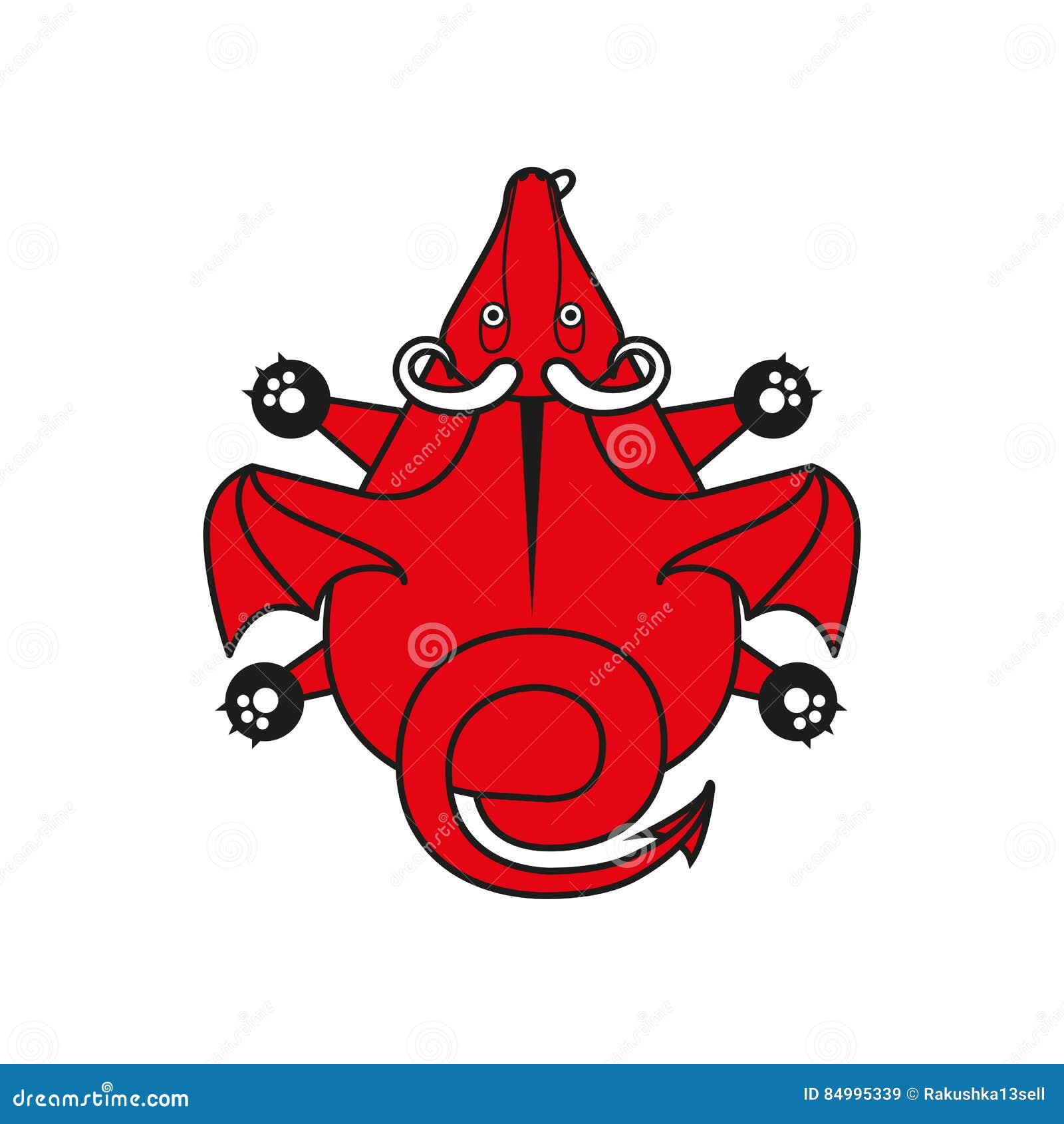 Cartoon Vector Dragon. Draco Top View. Stock Vector - Illustration of ...