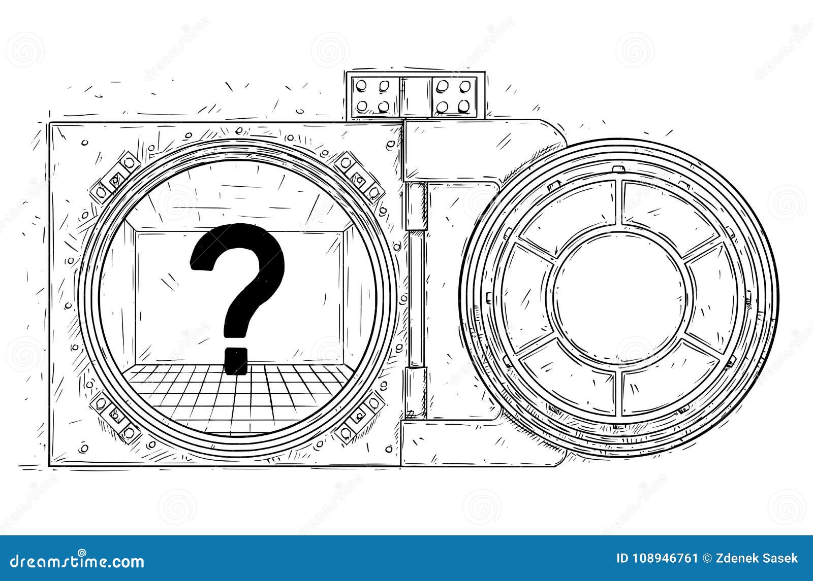 Cartoon Vector Drawing of Open Empty Vault Door Stock Vector ...