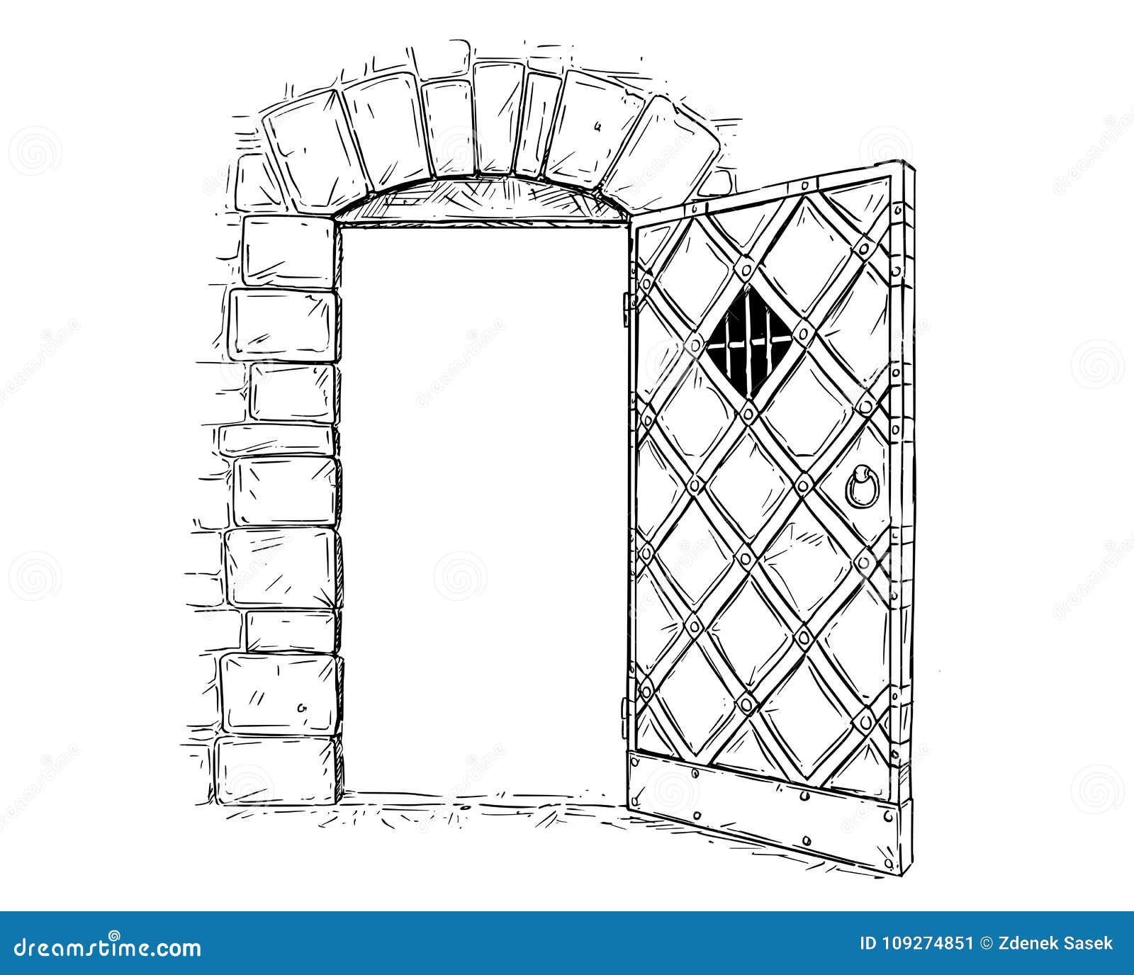 Cartoon Vector Drawing Of Open Wooden Medieval Decision Door ... Cartoon Vector Drawing Of Open Wooden Medieval Decision Door ...