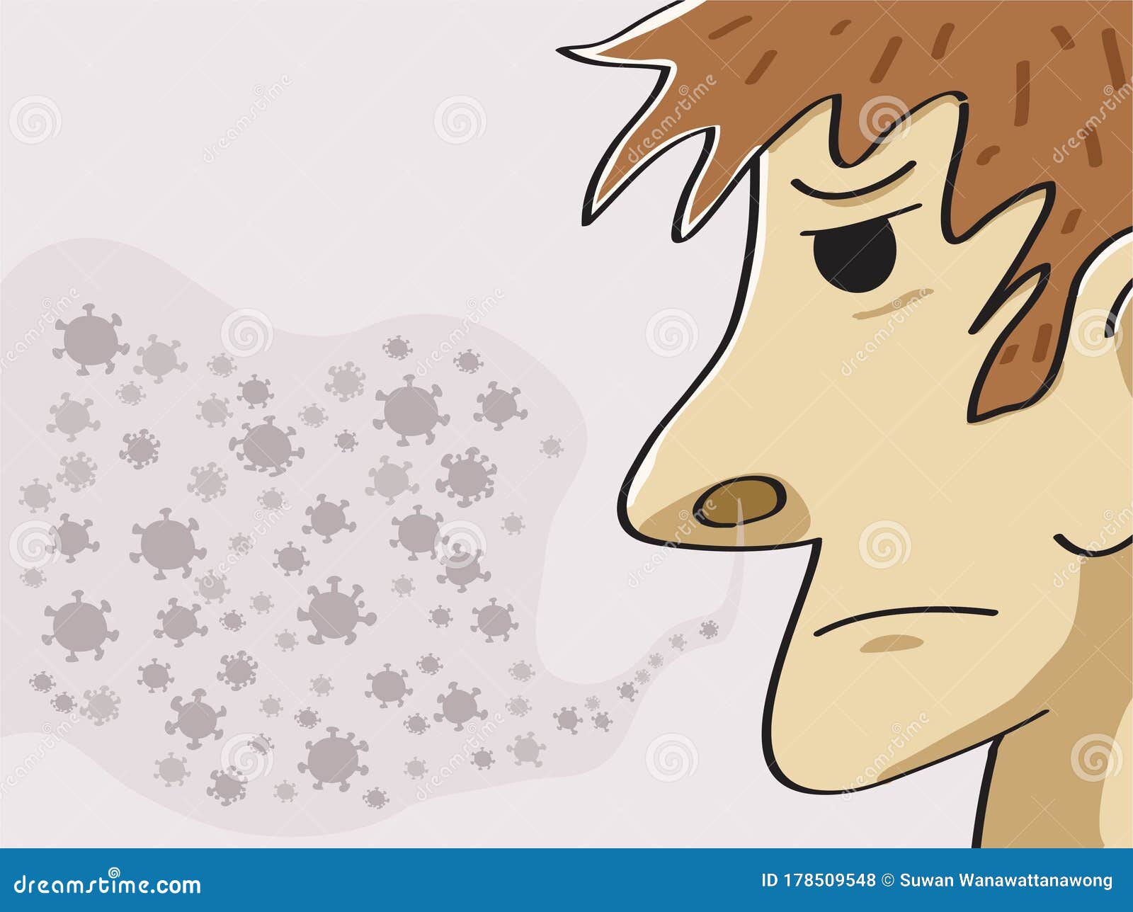 Cartoon Vector Face of Man and Dust. Stock Vector - Illustration of ...