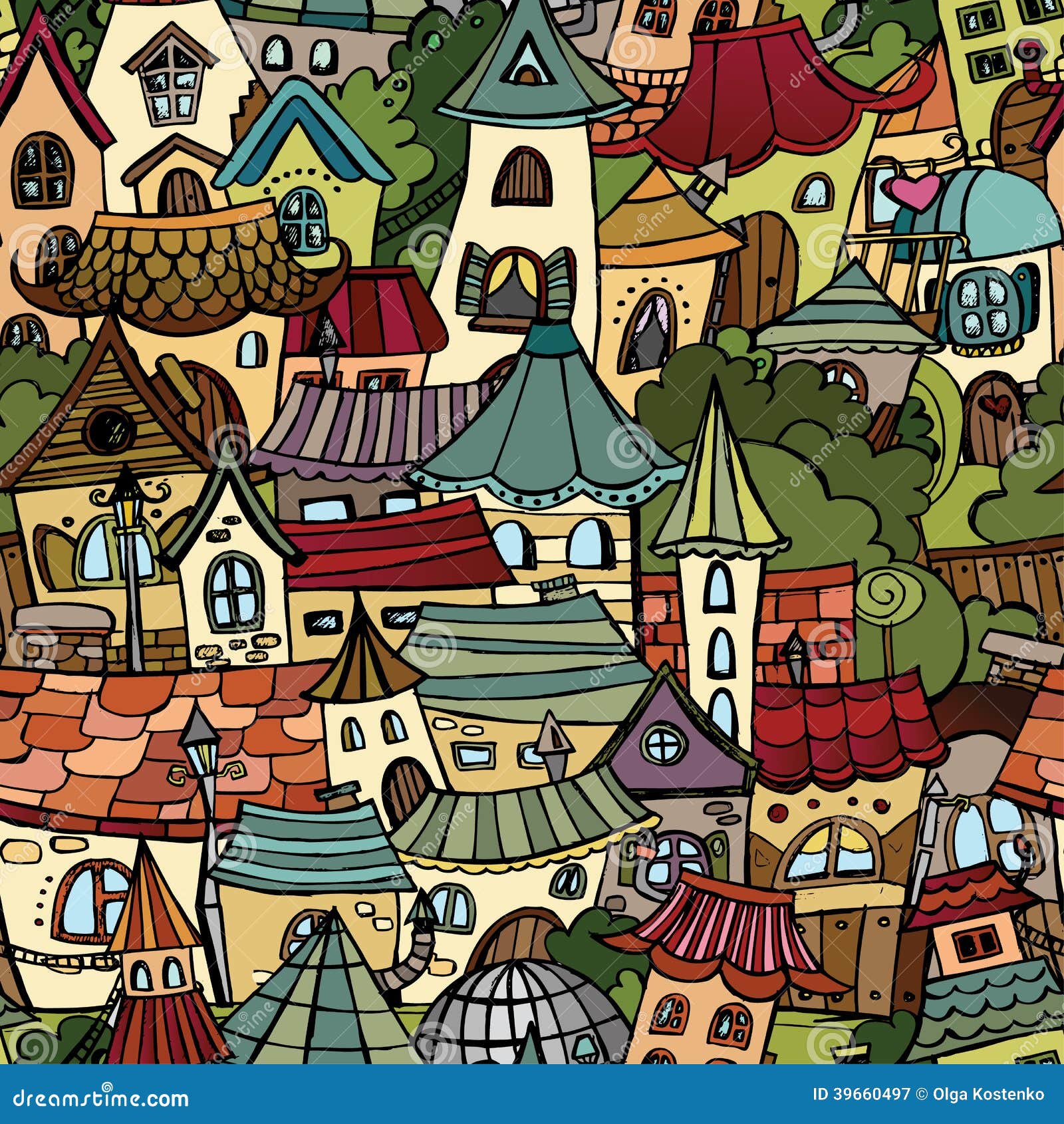 Cartoon Vector Fairy Tale Drawing Town Stock Vector - Illustration of ...