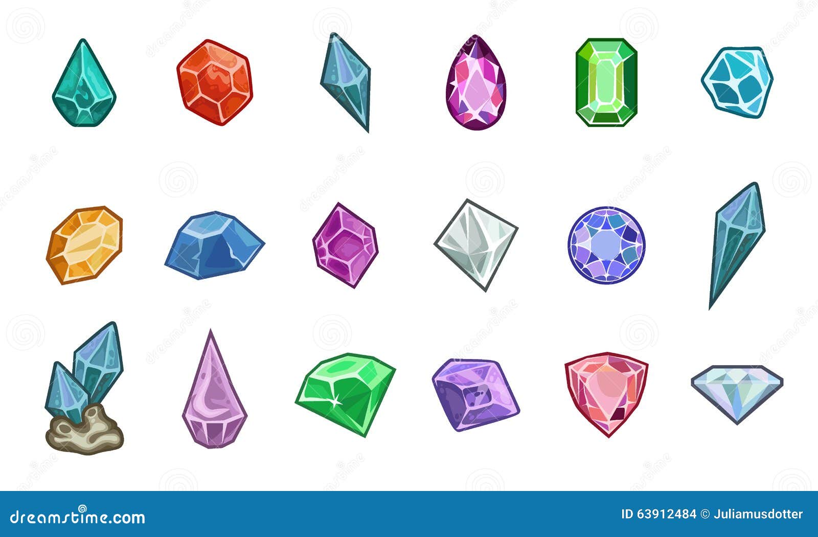 Cartoon Vector Gems and Diamonds Stock Vector - Illustration of circle ...