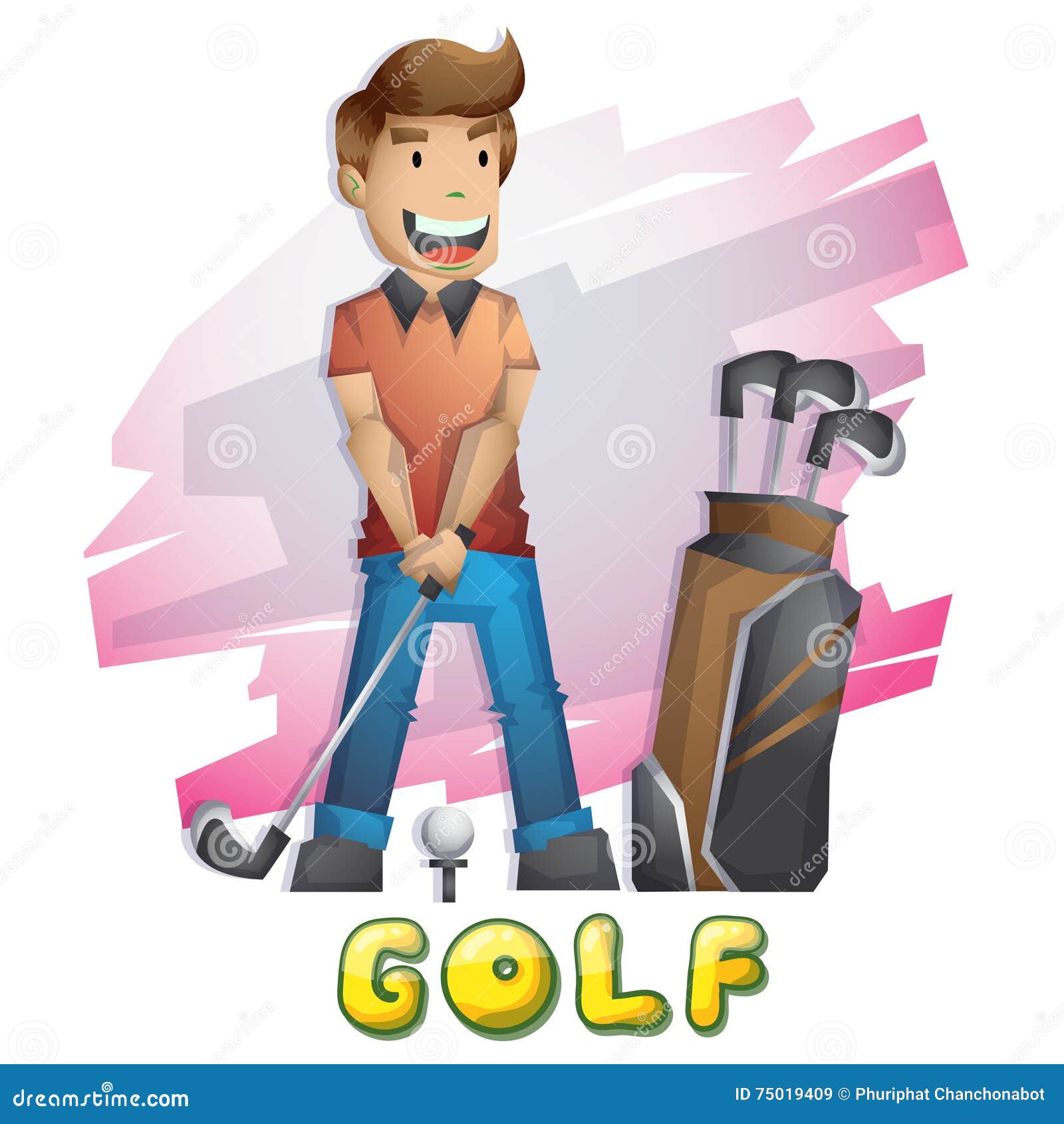 Cartoon Vector Golf Sport with Separated Layers for Game and Animation ...