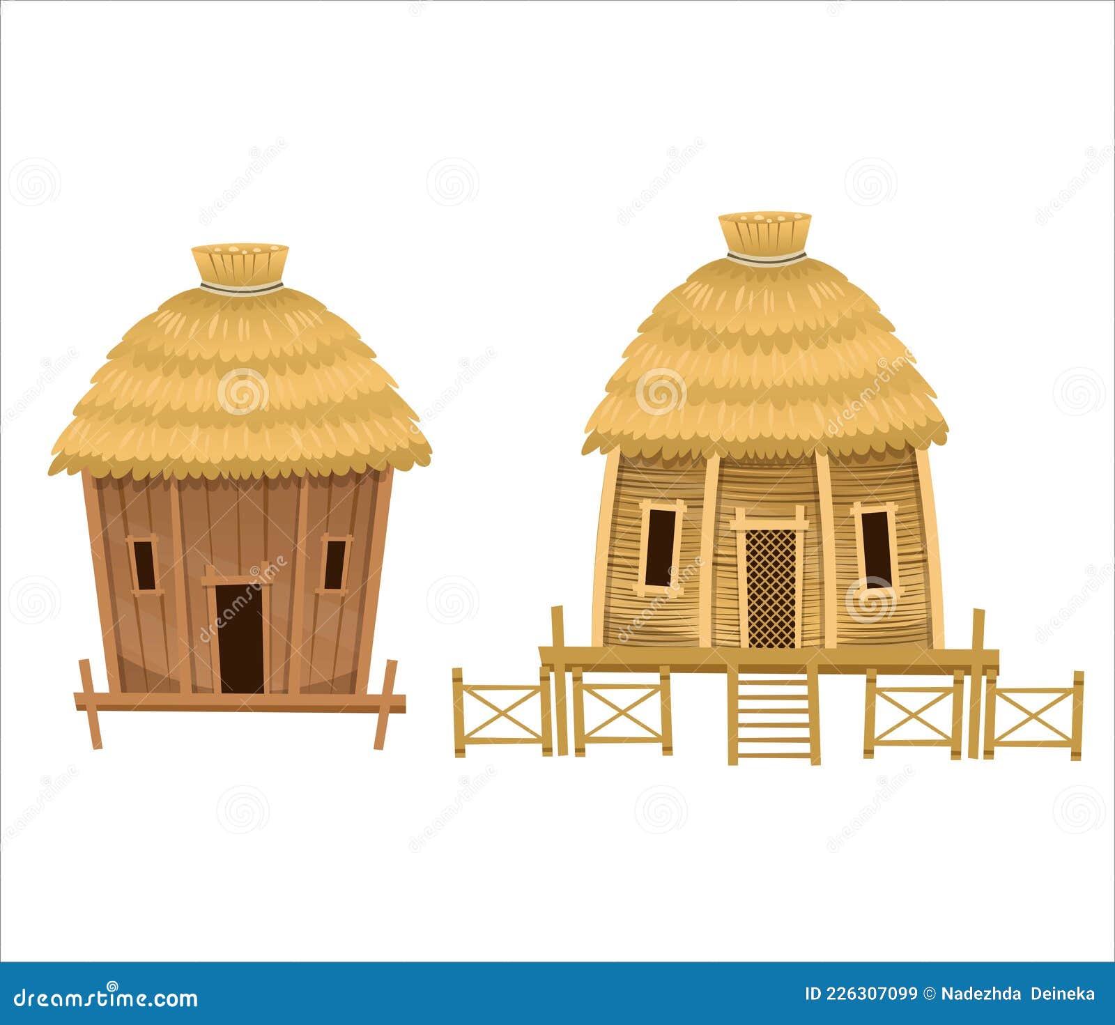 Set Of Shack Or Huts Cartoon Icon Design Template With Various Models ...